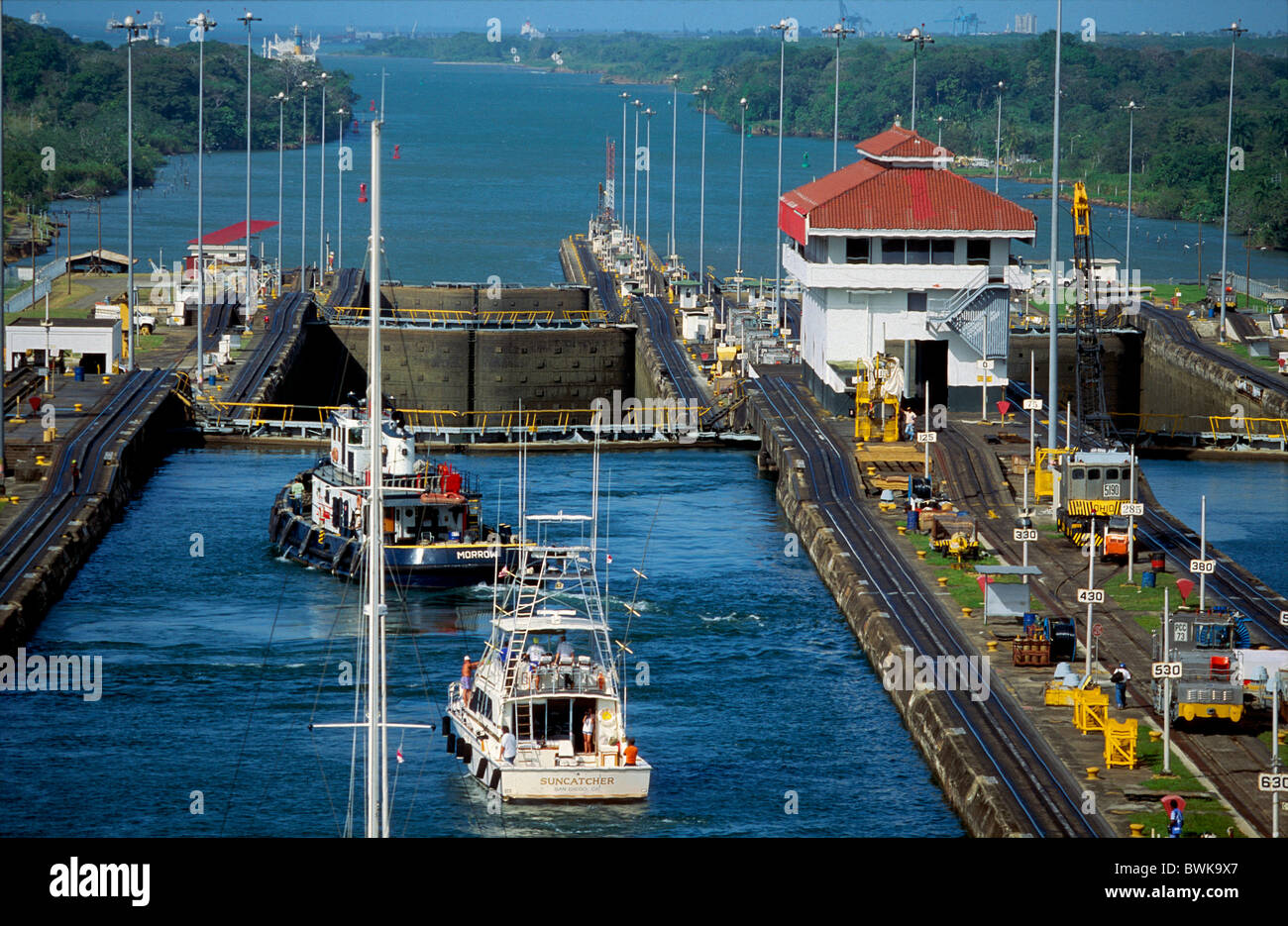 Panama Canal ships Central America transport Stock Photo - Alamy