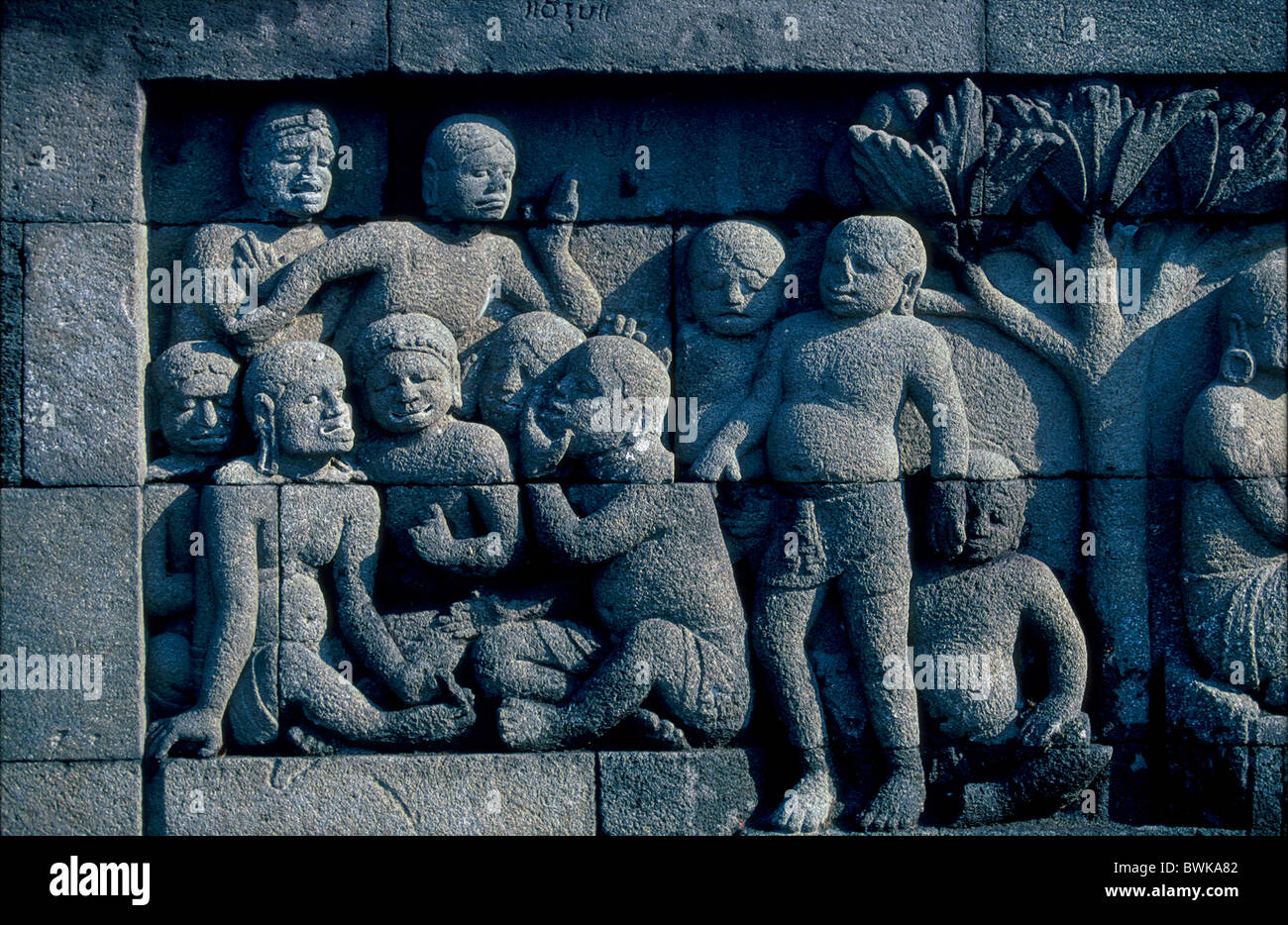 Asia Indonesia Java Borobudur Buddhism temple wall relief relief ...