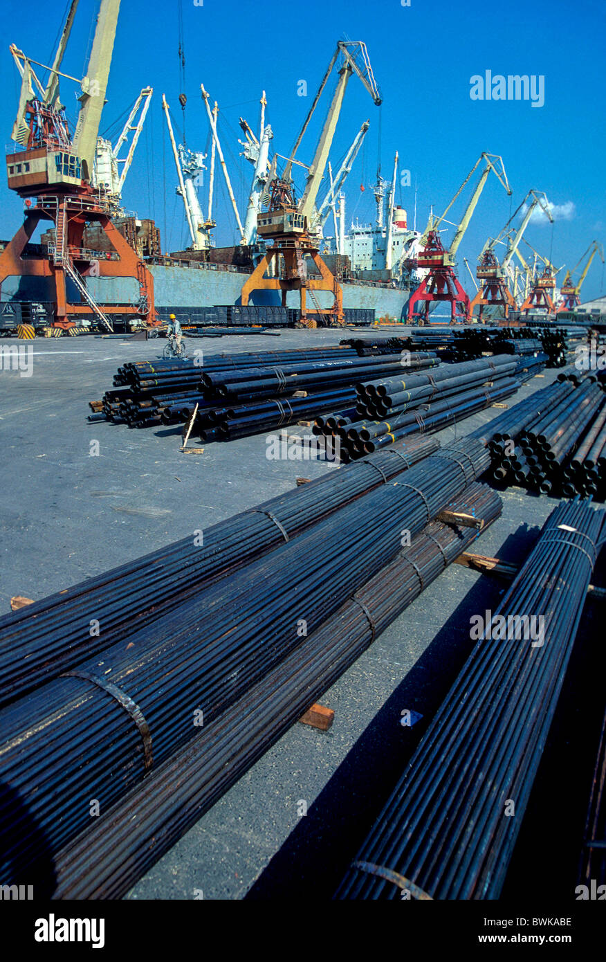 Asia China Dalian harbour port freight harbour ships freight iron ...