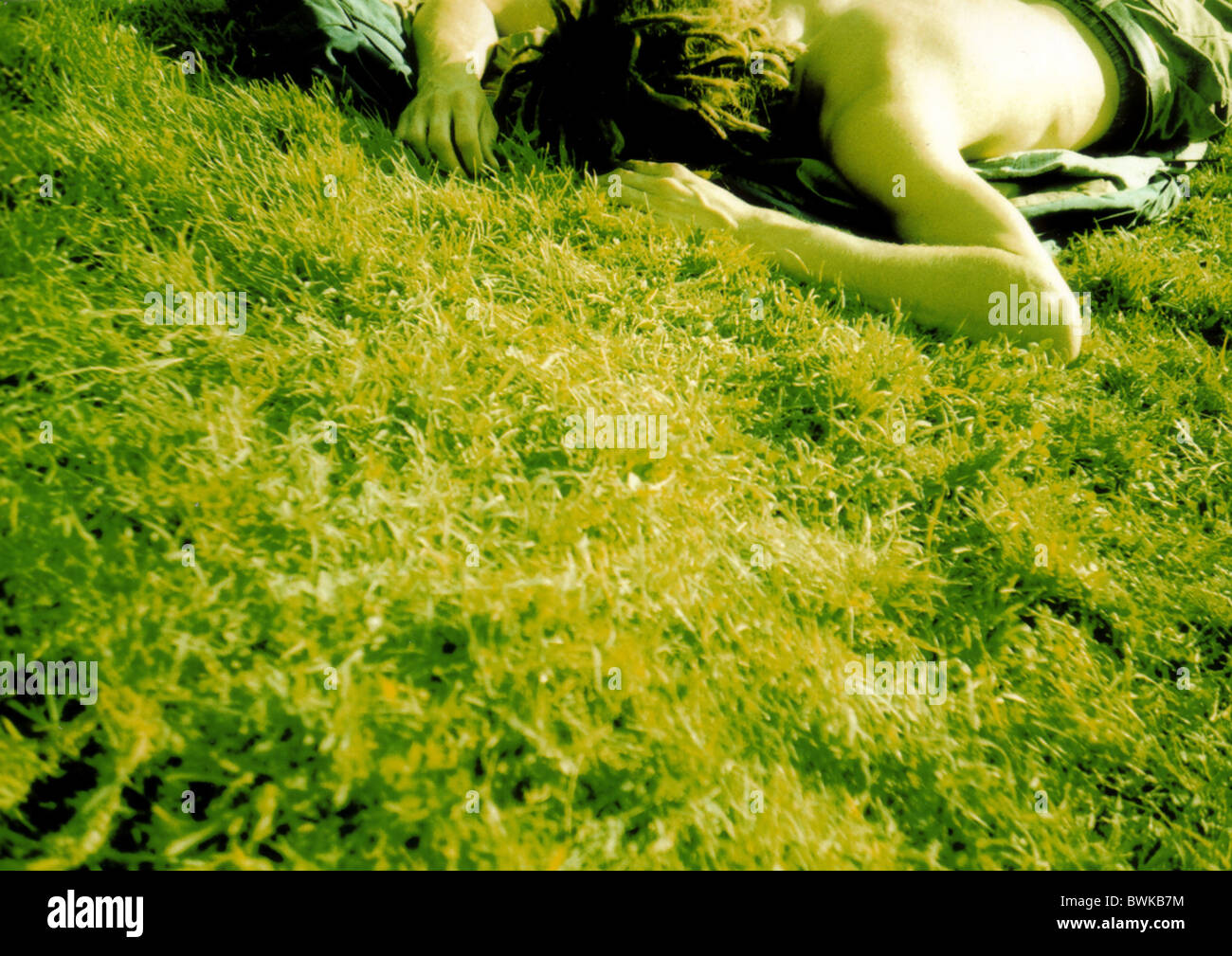 man sleeping Sleeping dozing lying nap sunbath browning summer Outside ...