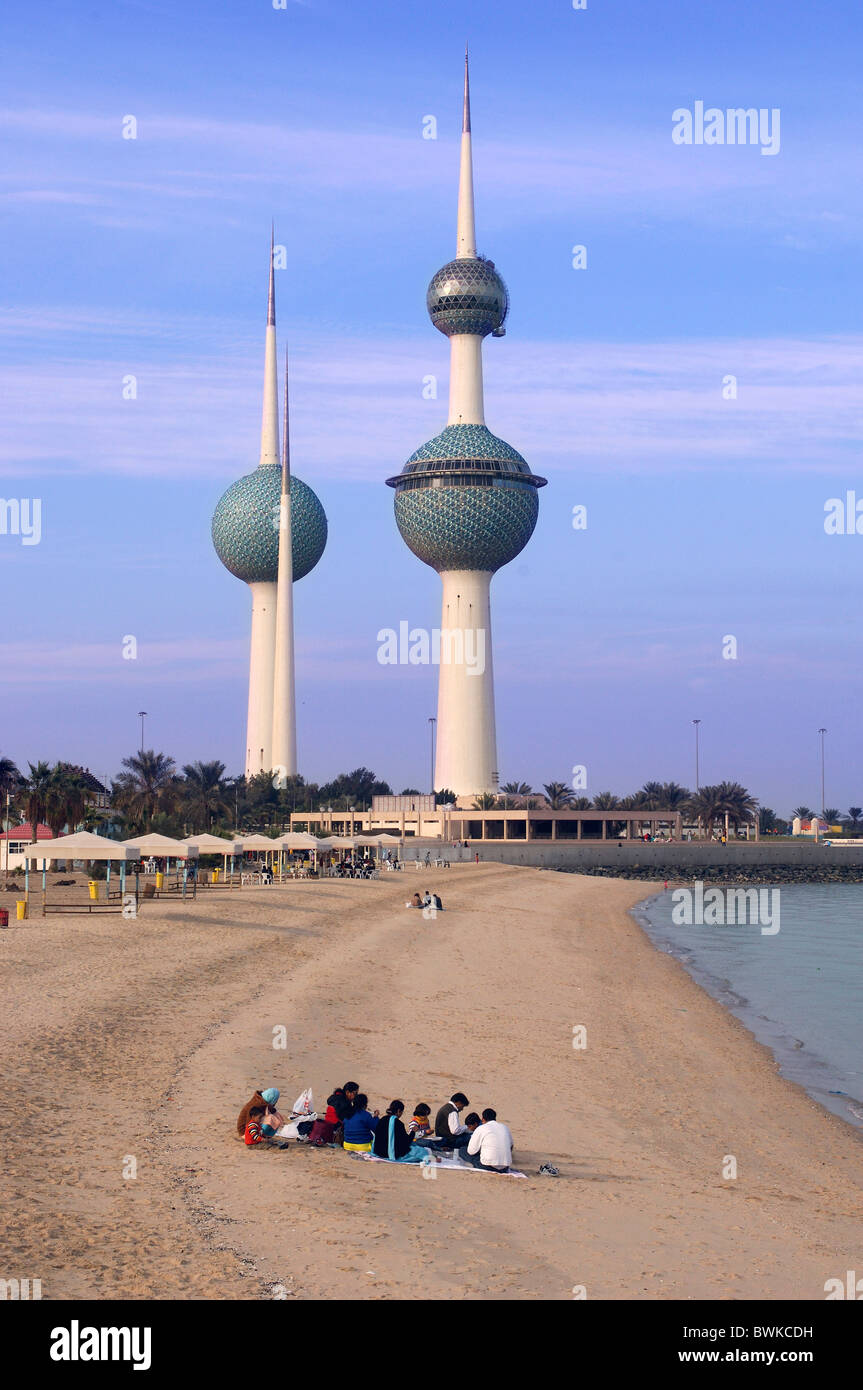 water towers towers rooks sandy beach beach seashore beach coast sea ...
