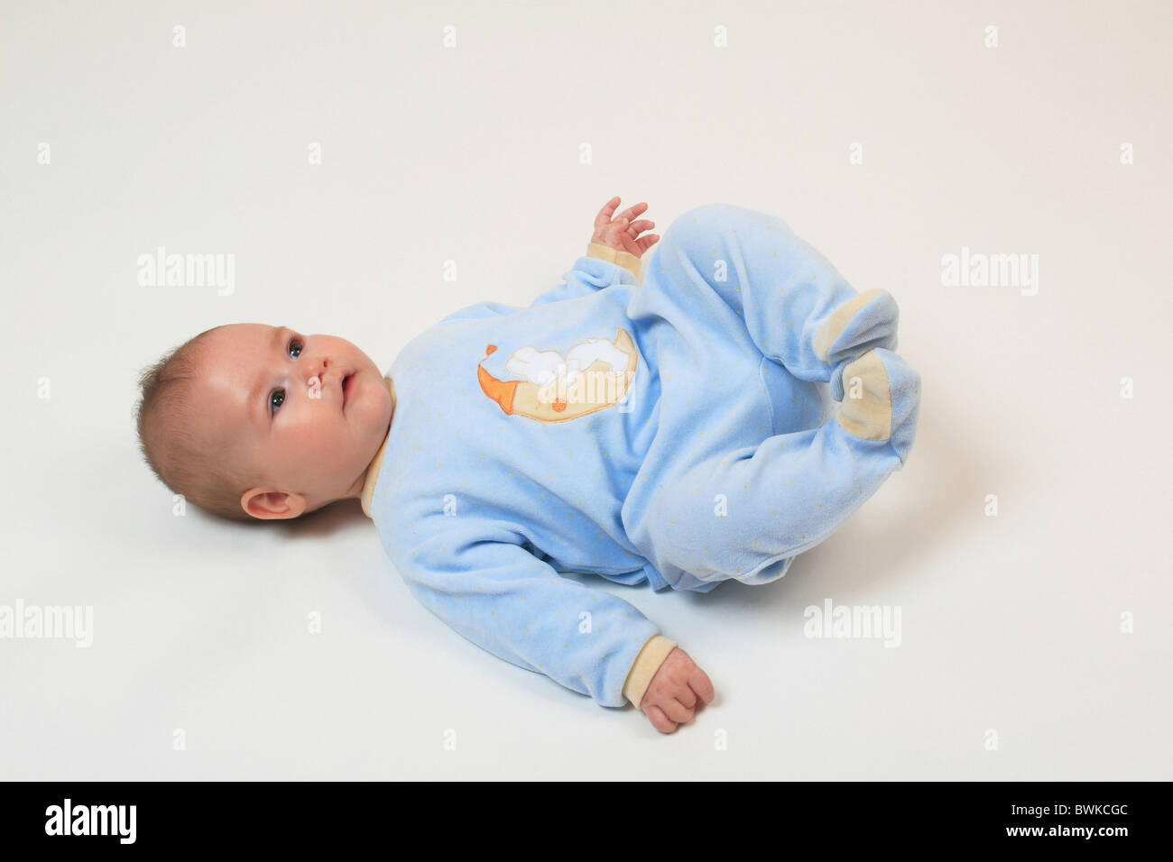 baby infant child pajamas sleeping suit recumbent lie lying studio ...