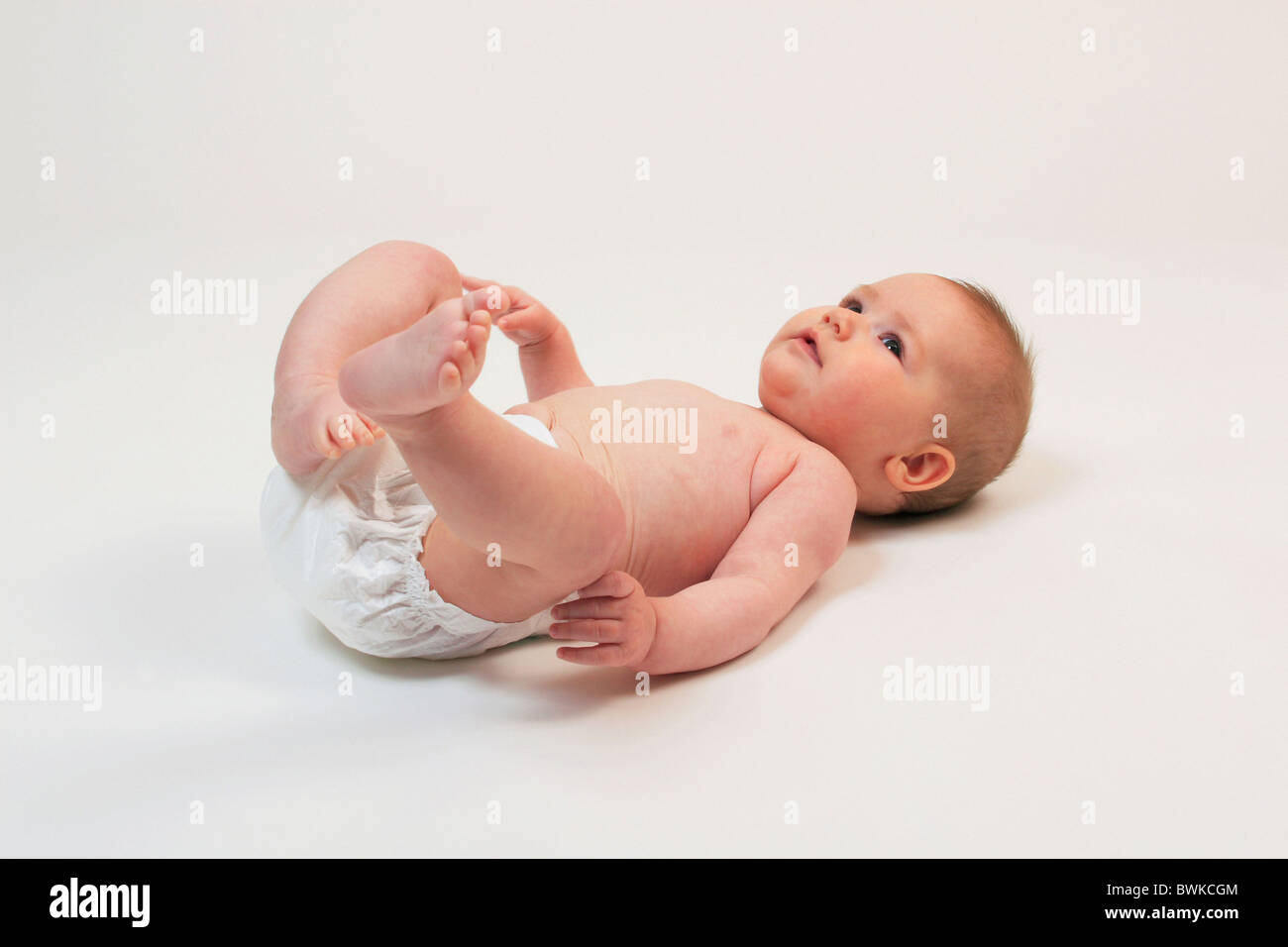 baby infant child diapers nappies recumbent lie lying studio Inside ...