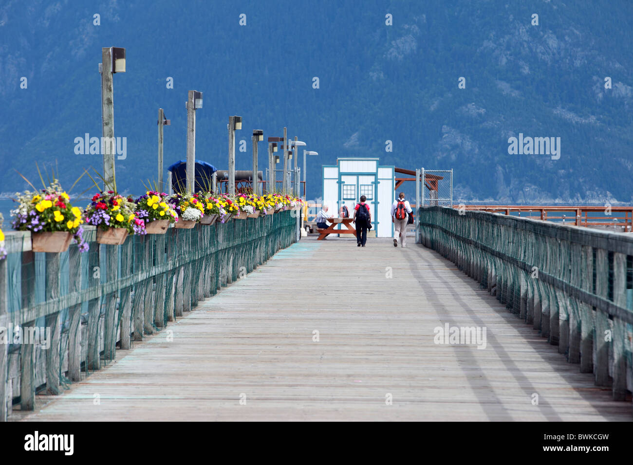 Boat dock with flowers in Haines, Alaska Stock Photo - Alamy