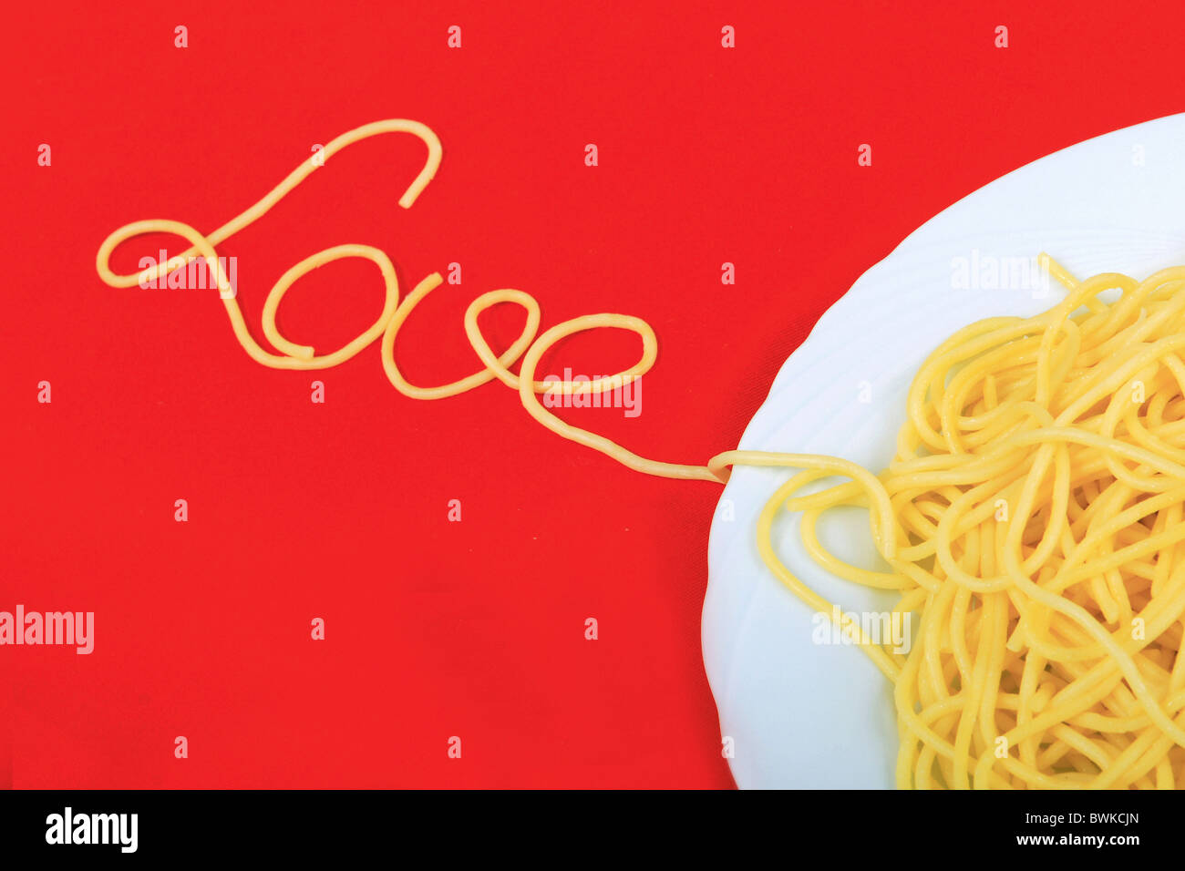 spaghetti Love stroke Red love symbol studio plate food eatings pasta ...