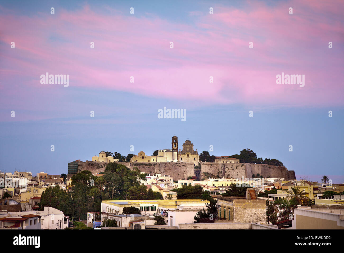 Castle, Lipari city, Island of Lipari, Aeolian islands, Sicily, Italy ...
