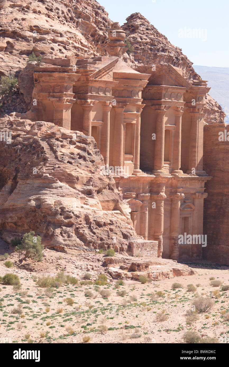 Ed-Deir near Petra facade grave temple rock cliff Jordan Middle East ...