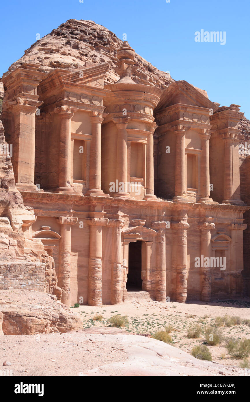 Ed-Deir near Petra facade grave temple rock cliff Jordan Middle East ...