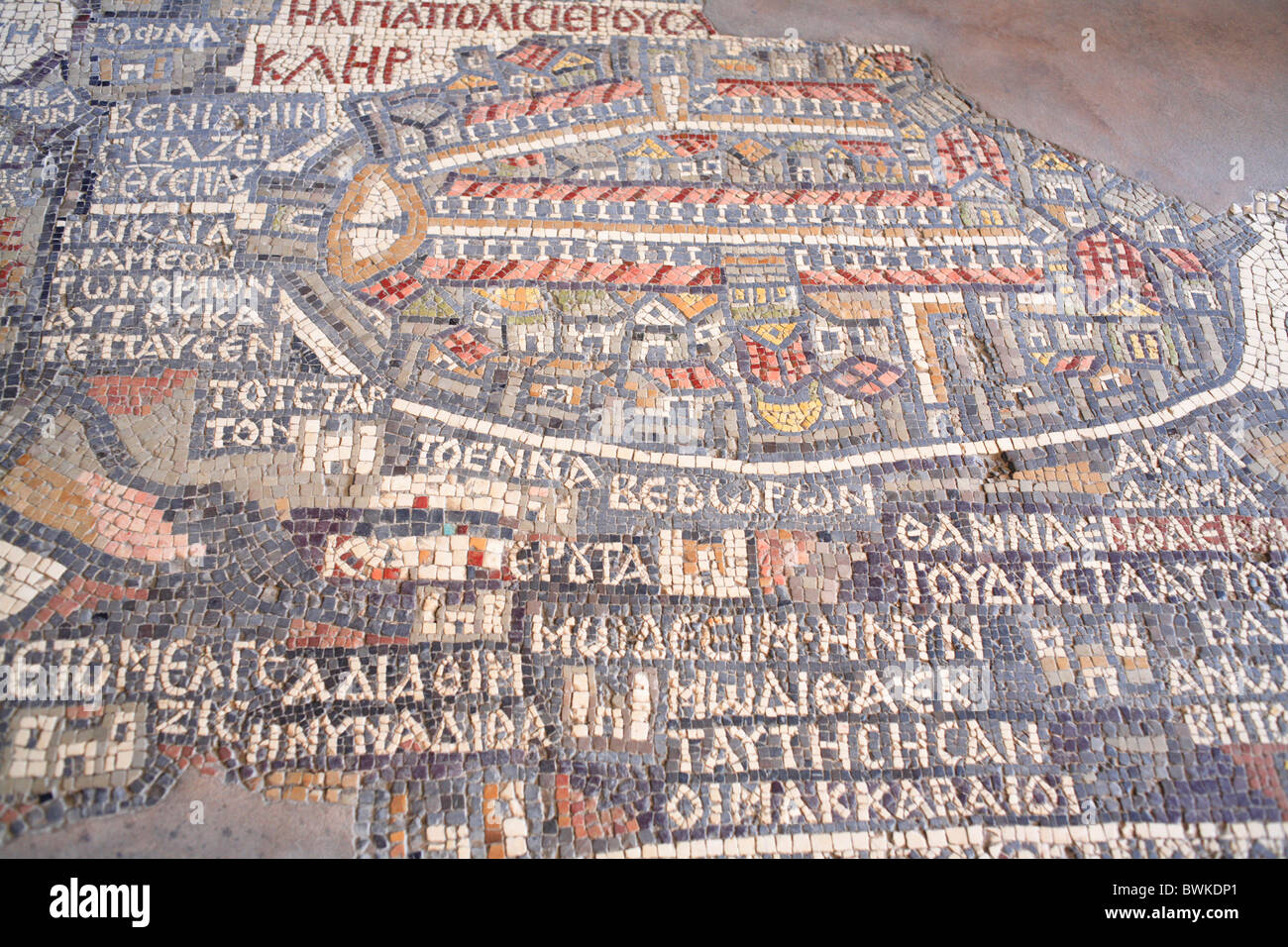 mosaic map Palestine historical culture Madaba Jordan Middle East Saint ...