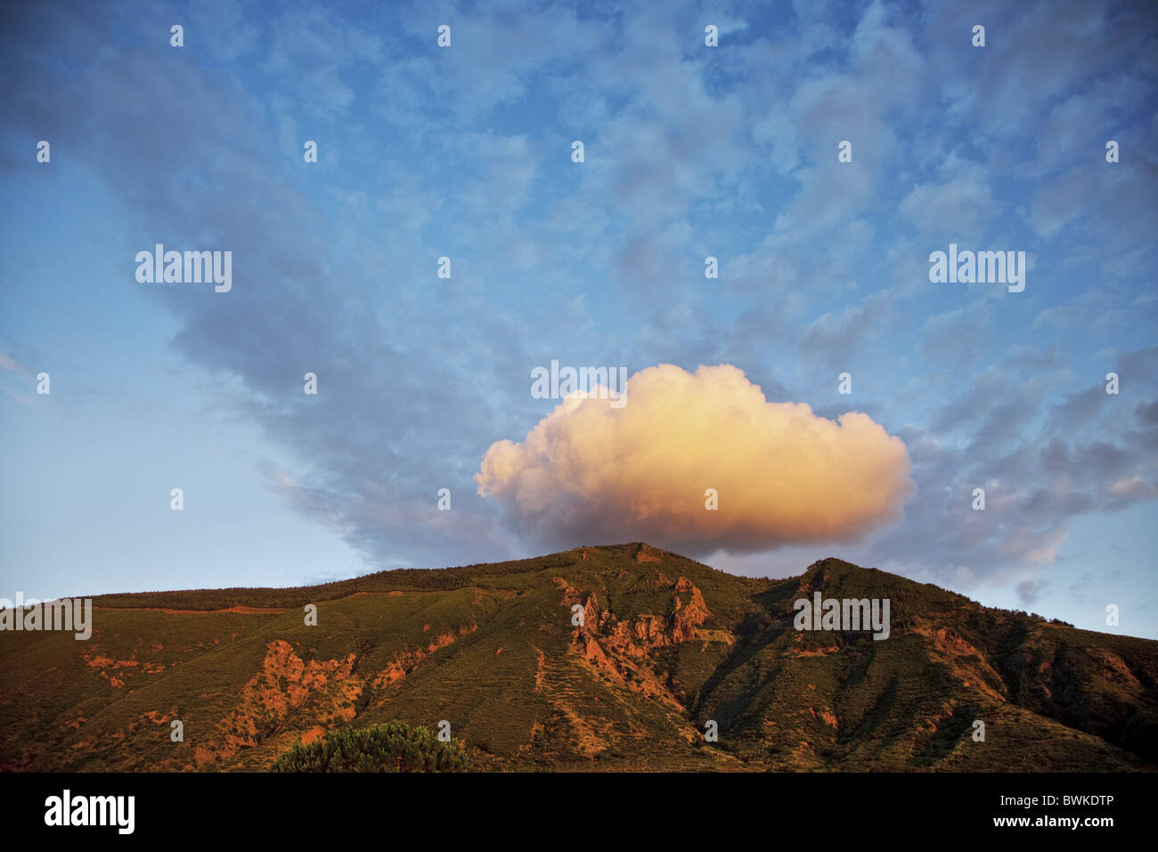 Cloud on top of mountain, Malfa, Salina Island, Aeolian islands, Sicily ...