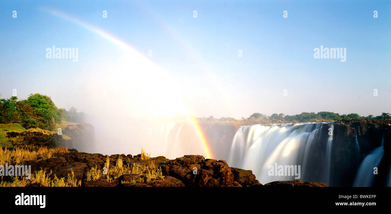 scenery Victoria falls waterfall rainbow Zimbabwe Zimbabwe Africa Stock ...