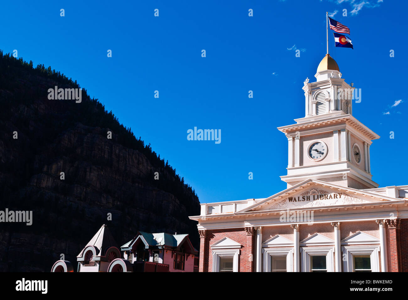 Clock tower on the Walsh Library, Ouray, Colorado Stock Photo - Alamy