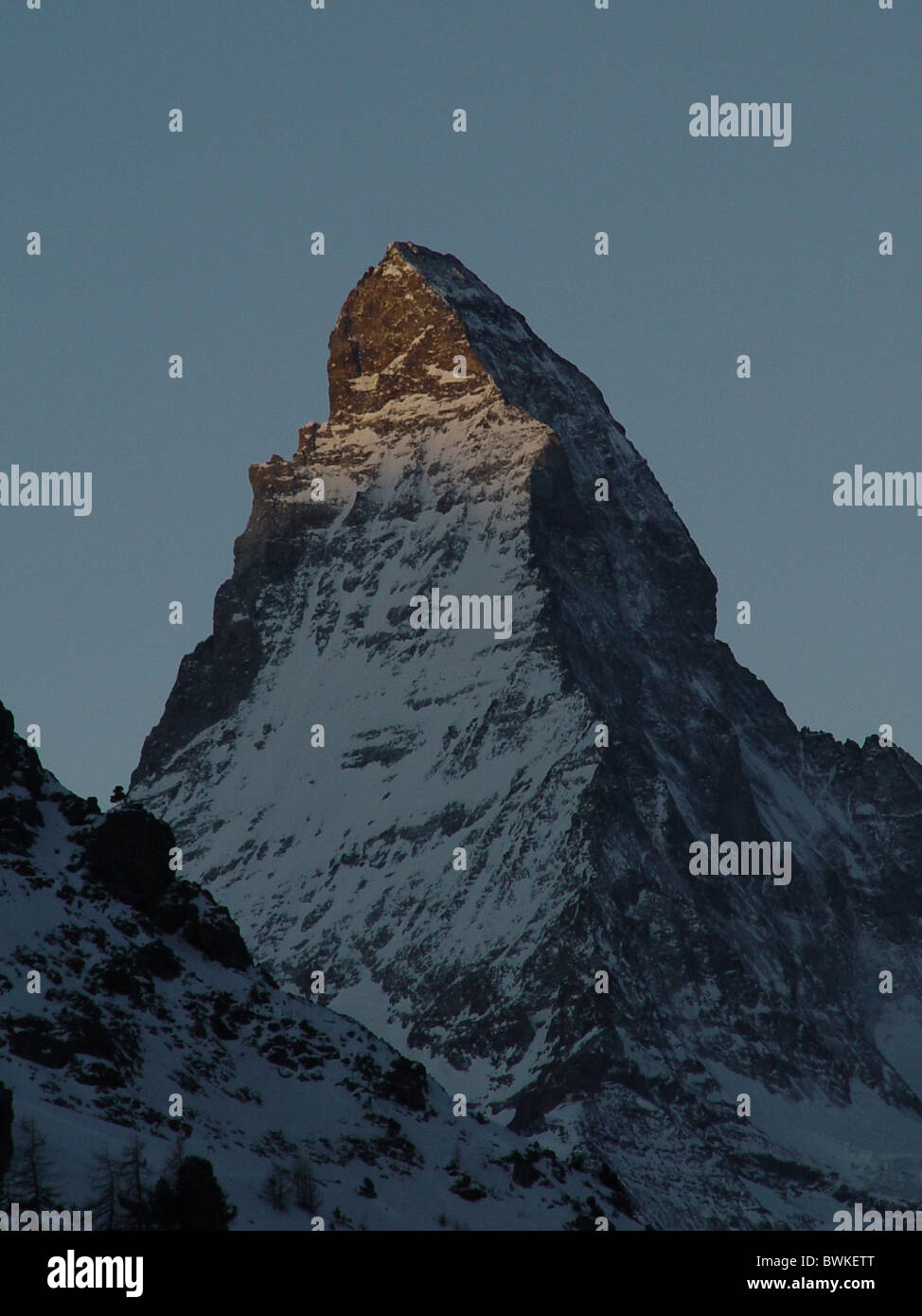 Matterhorn dusk mood Switzerland Europe canton Valais mountains Alps ...