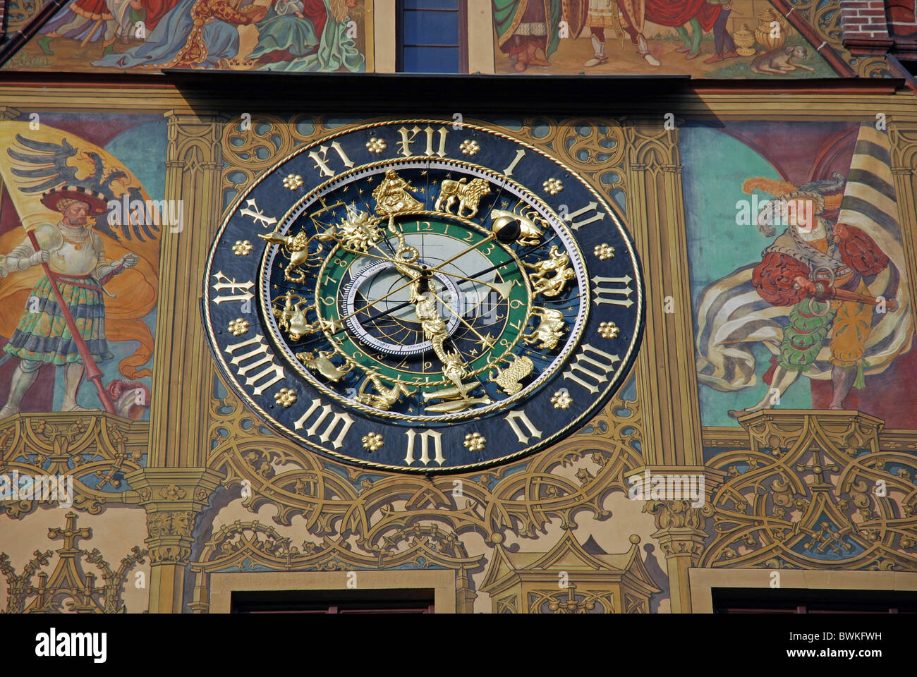 Germany Europe Ulm city hall historical Old paintings painting mural ...