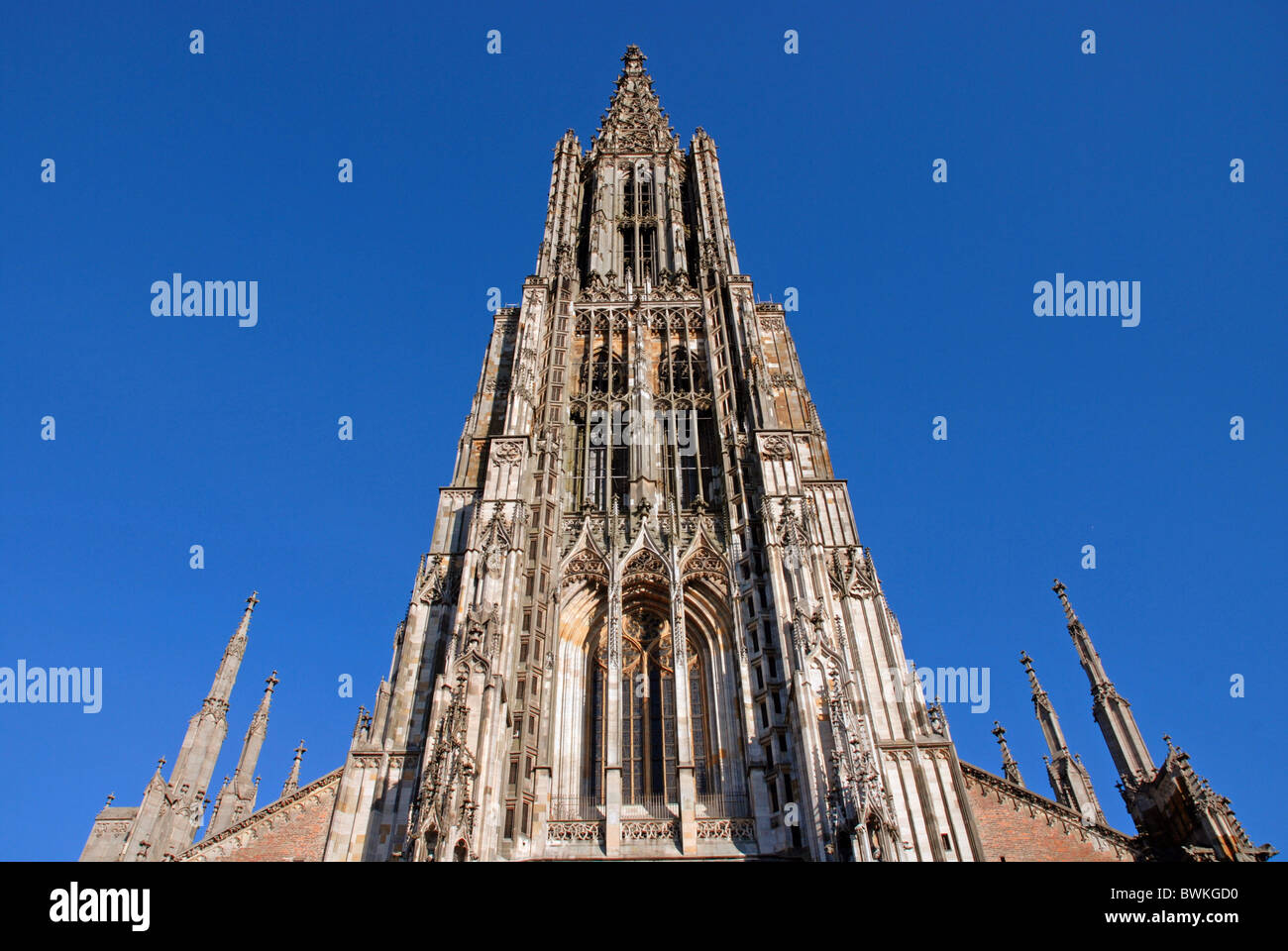 Germany Europe Ulm Ulm minster steeple town house church sky Baden ...