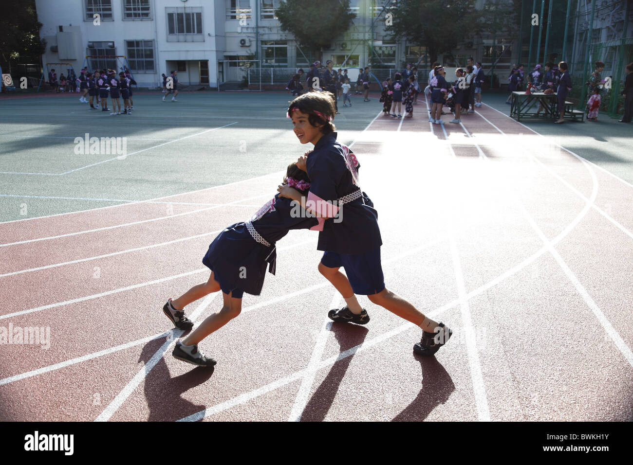 Japan, Tokyo, Shinjuku, Iidabashi, Edogawa School, School Children ...