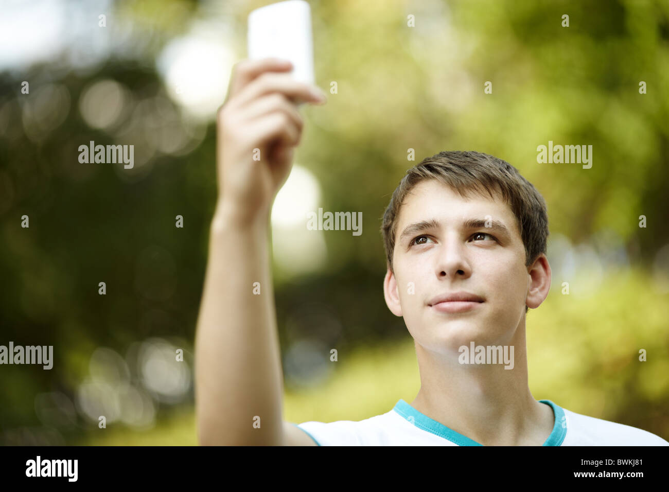 teen with palmtop Stock Photo - Alamy