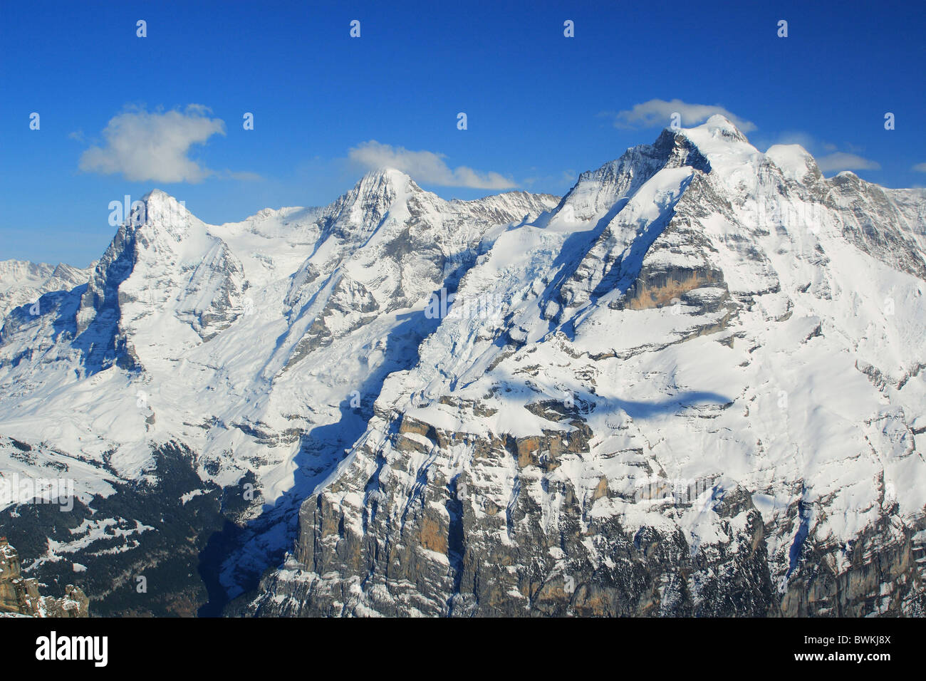 Switzerland Europe Eiger Monch Jungfrau Bernese Alps view Schilthorn ...