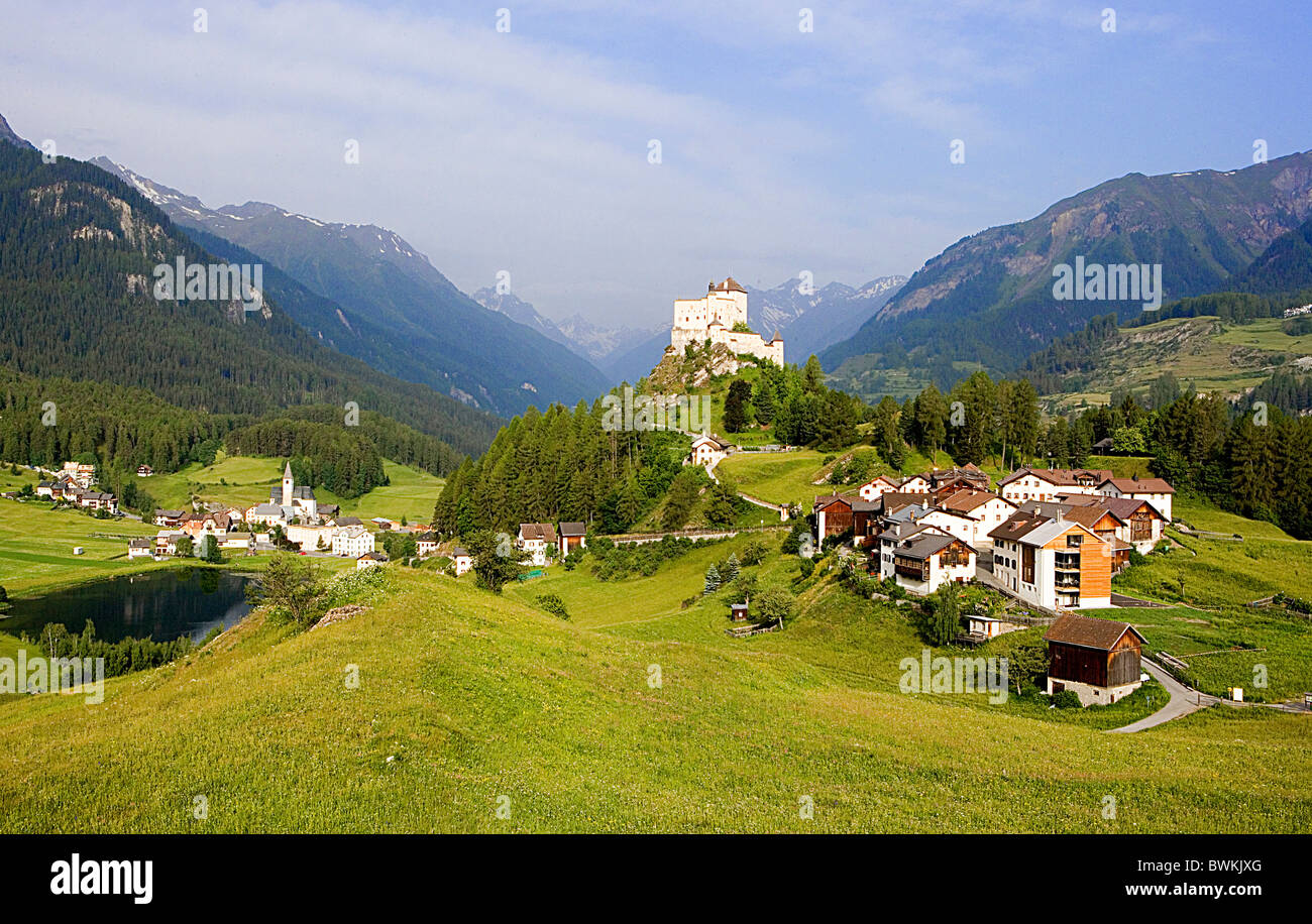 Switzerland Europe Grisons Graubunden Engadine Lower Engadine castle ...