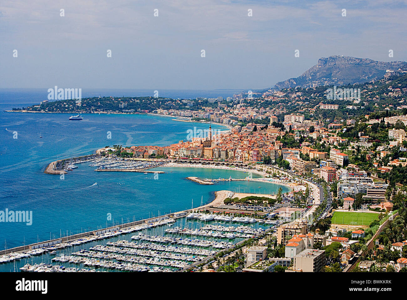 France Europe Cote d'Azur Menton harbor port boats sea Mediterranean ...
