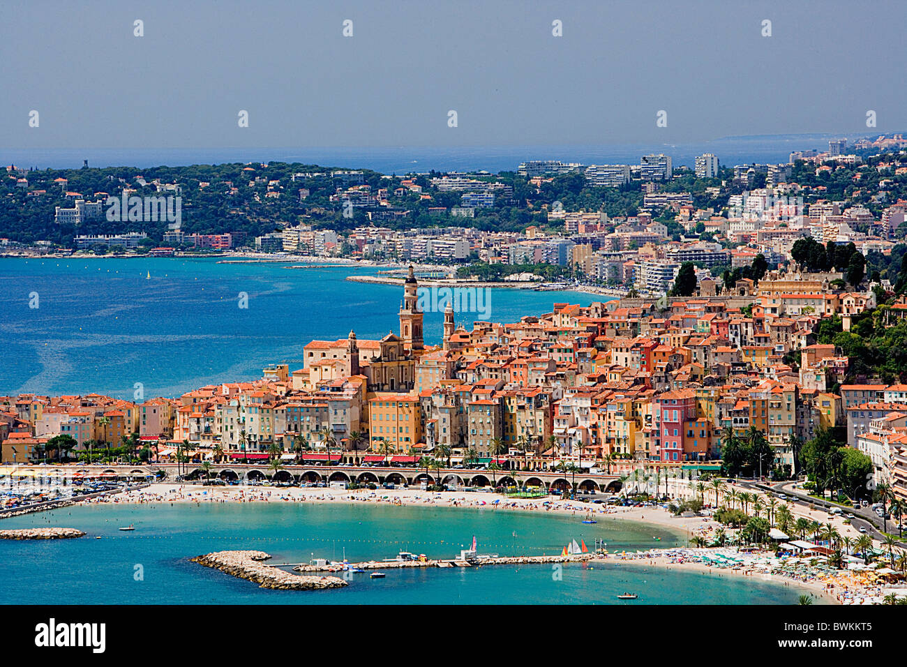 France Europe Cote d'Azur Menton harbor port boats sea Mediterranean ...