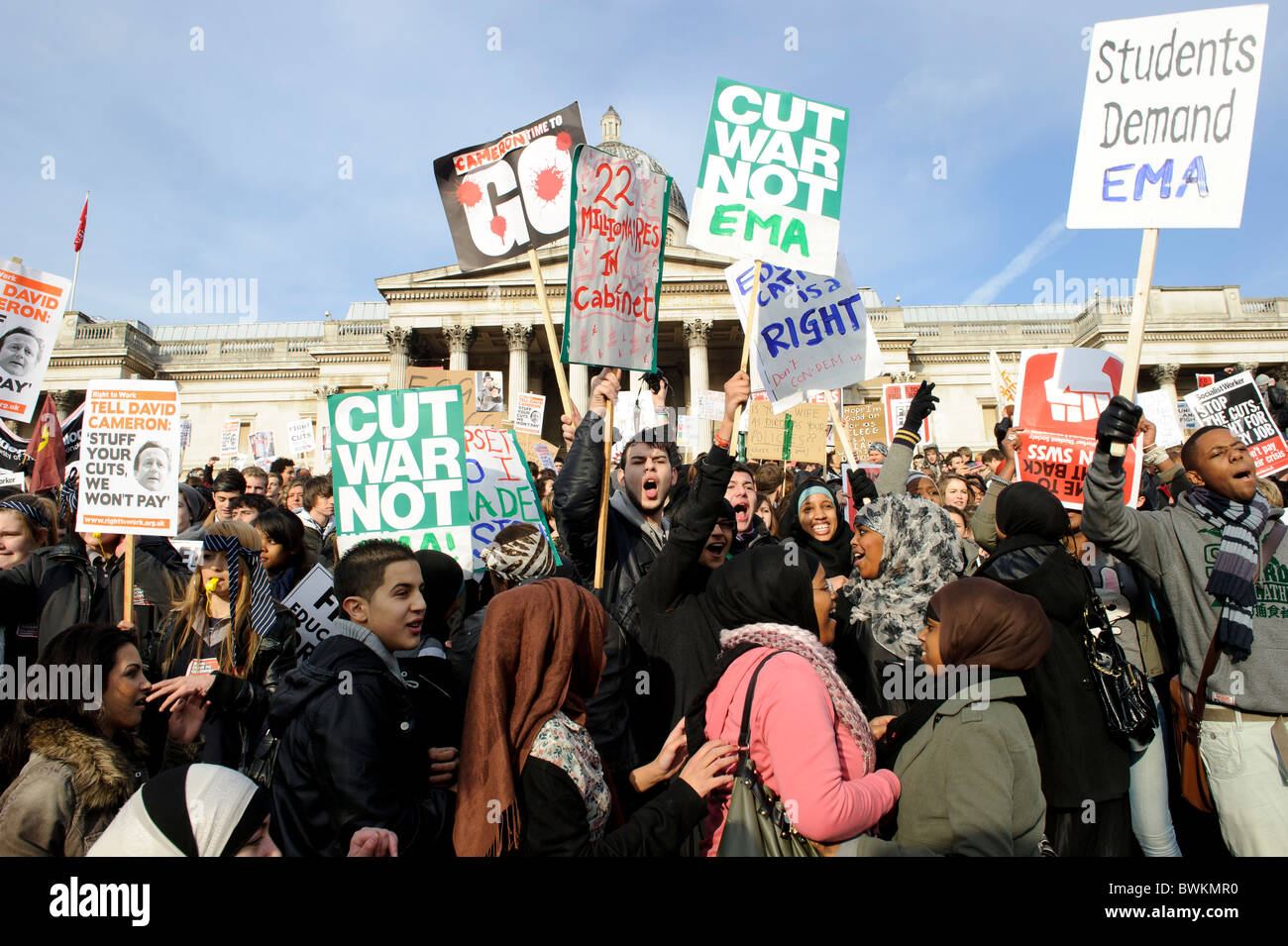 Students participate in a mass demonstration over government plans to ...