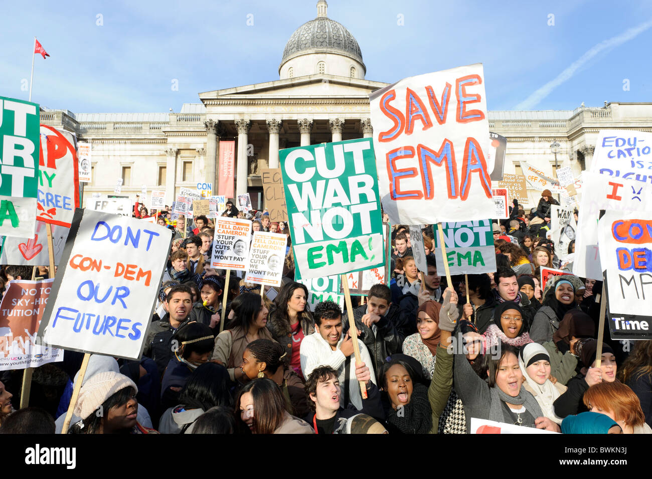 Students participate in a mass demonstration over government plans to ...