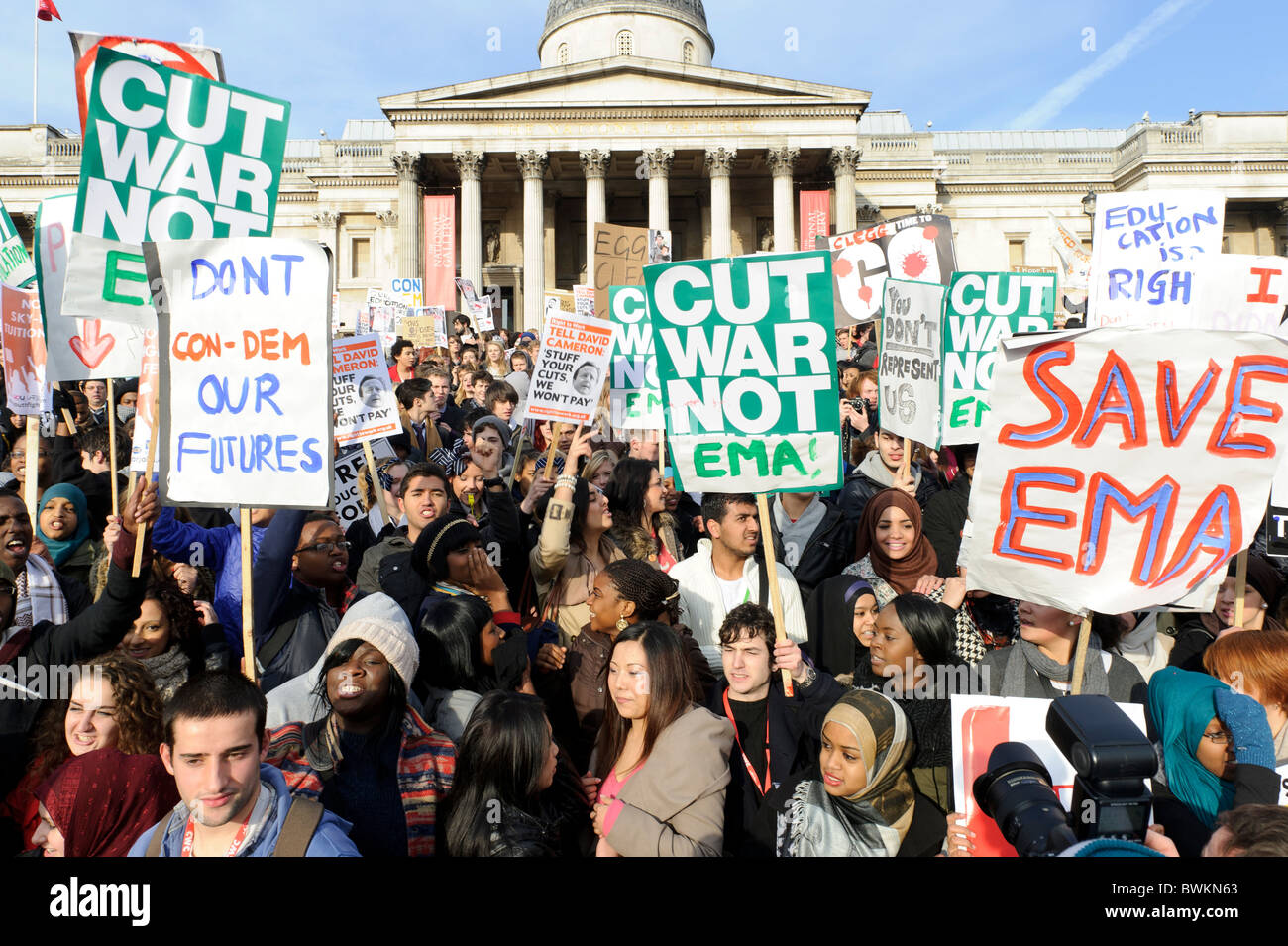 Students participate in a mass demonstration over government plans to ...