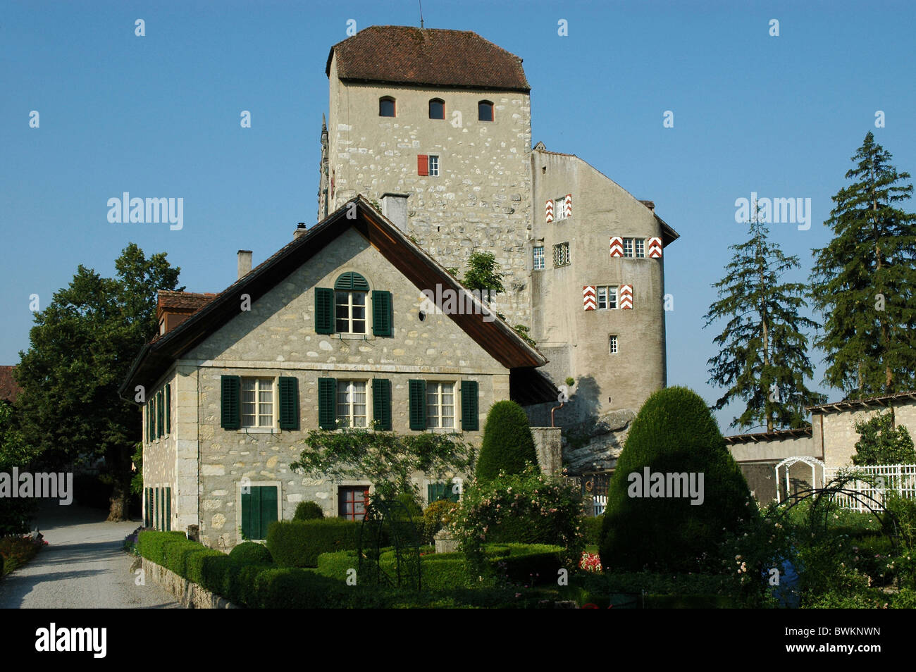 castle Wildegg Switzerland Europe Outside view castle historical Swiss ...
