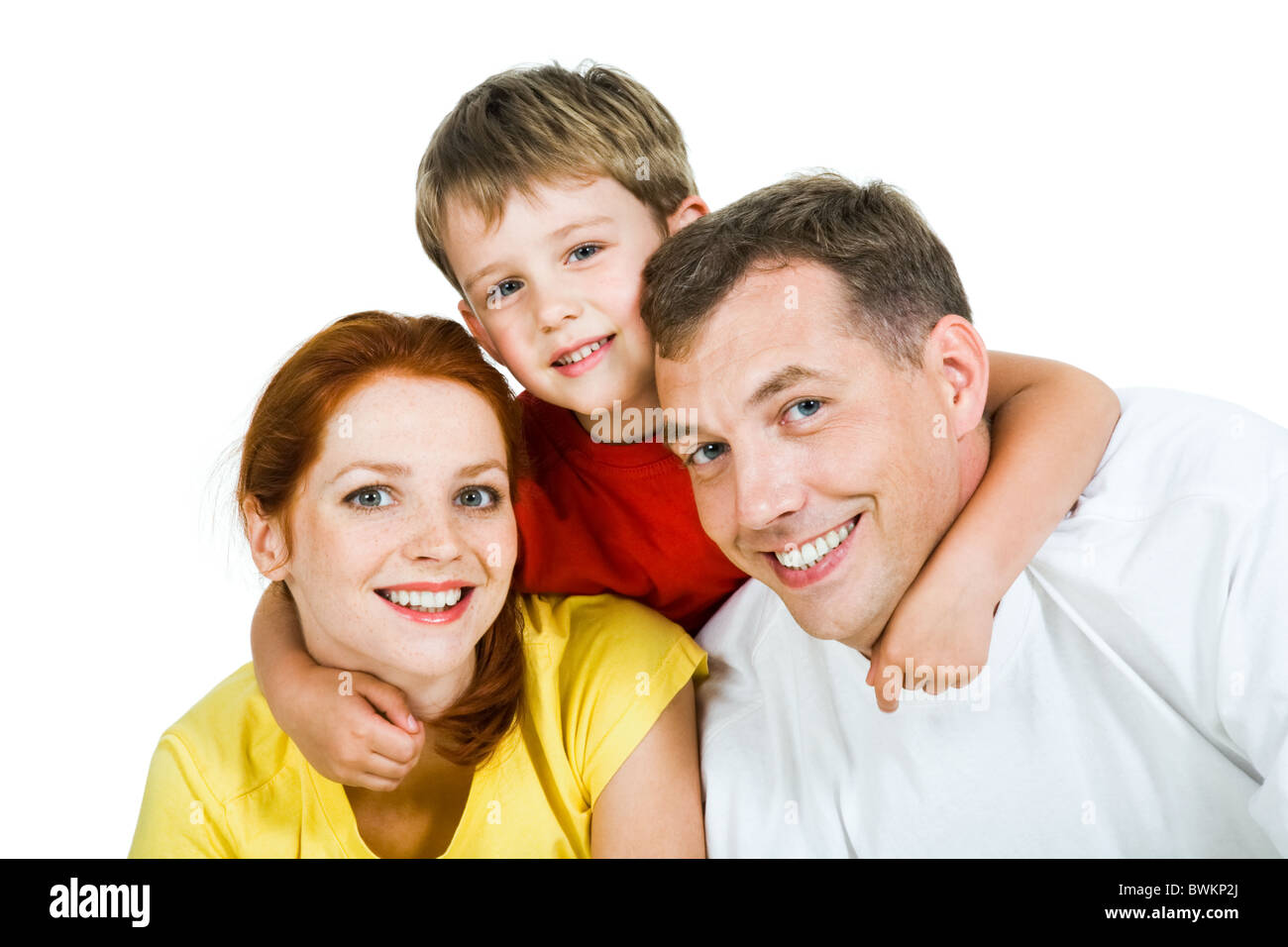 Portrait of adorable boy embracing her parents Stock Photo - Alamy