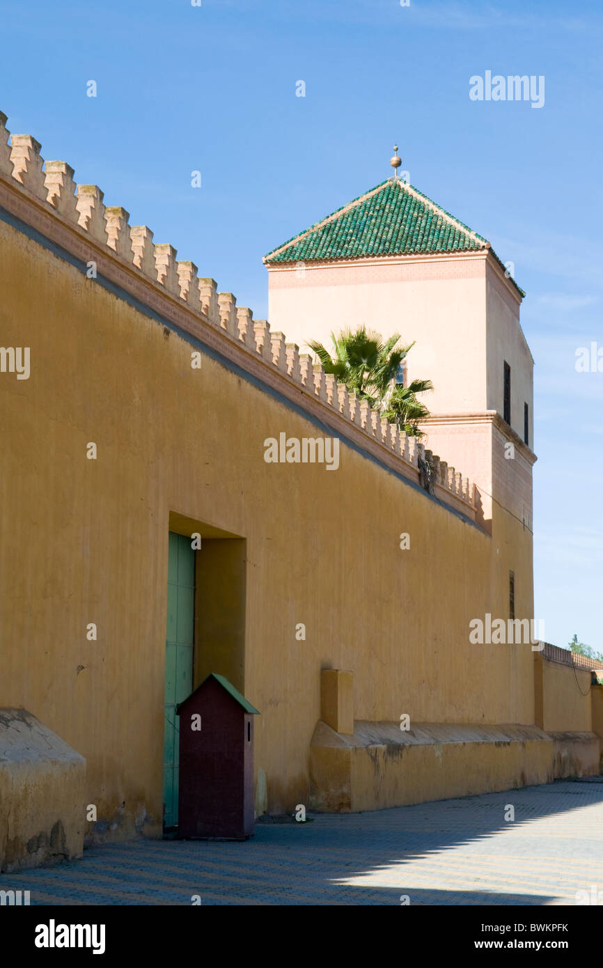 Palace Wall with Sentry Box in Marrakech Stock Photo - Alamy