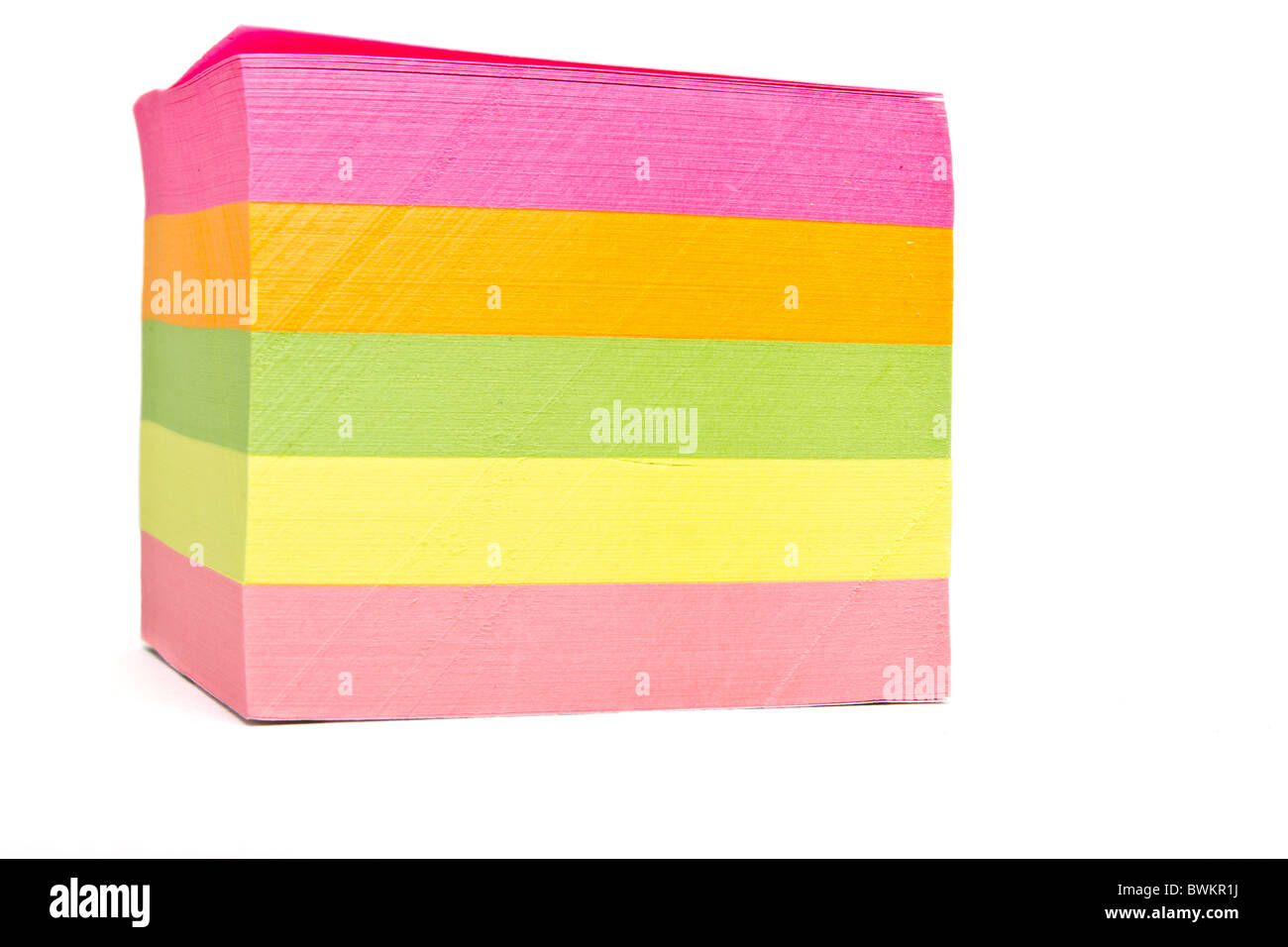 Vibrant block of multicolored post it notes isolated on white Stock ...