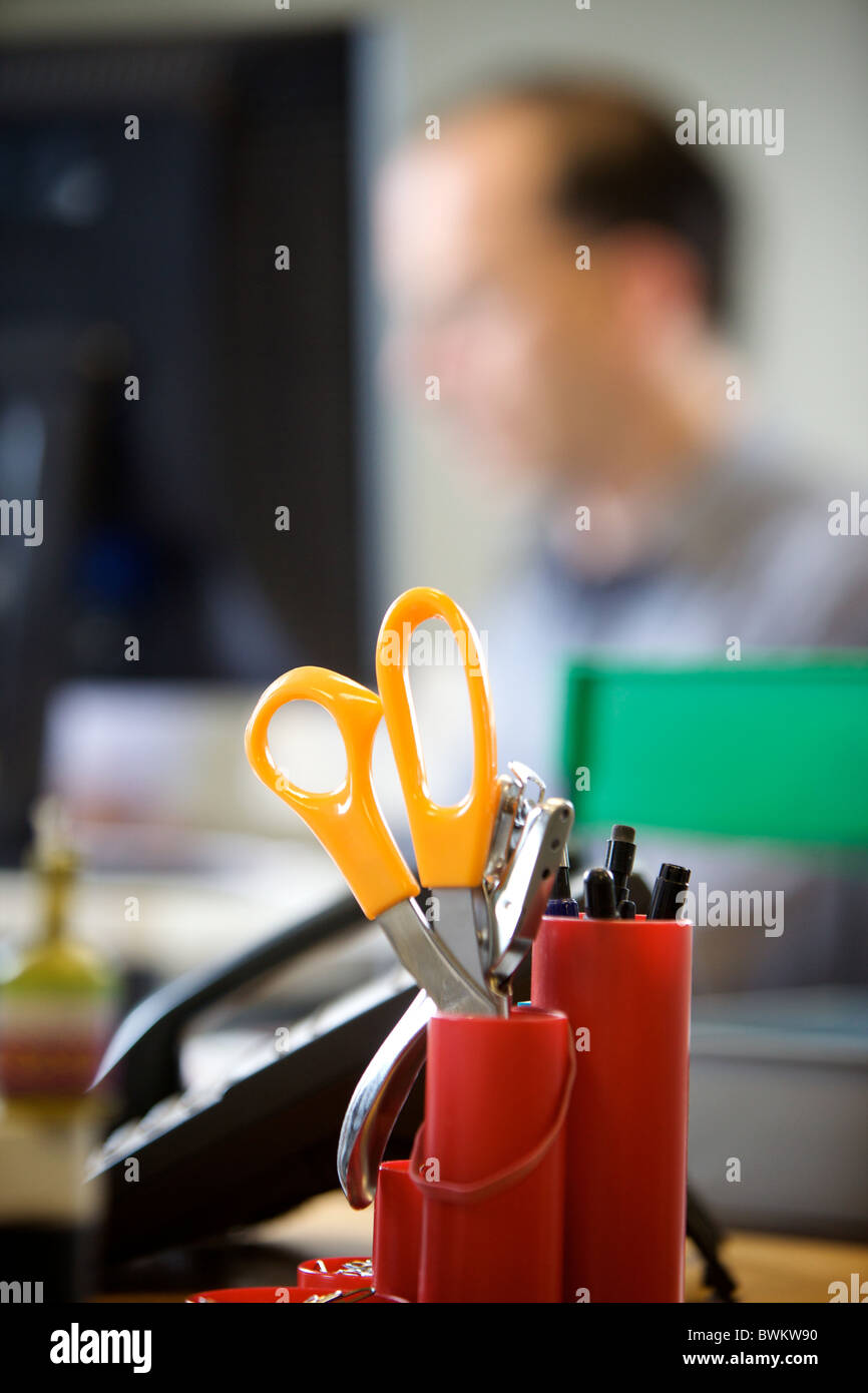 Tidy desk with scissors hi-res stock photography and images - Alamy
