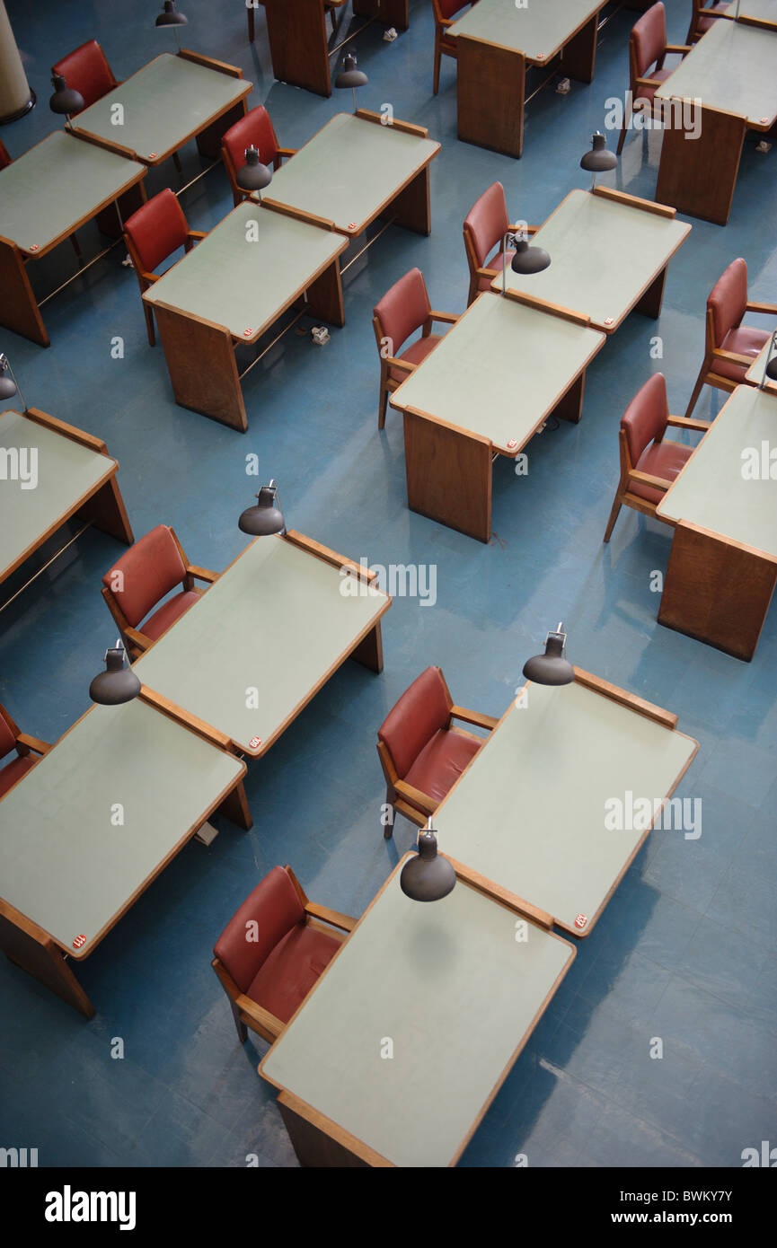 Desks and chairs at an empty library room in the Biblioteca Geral of ...