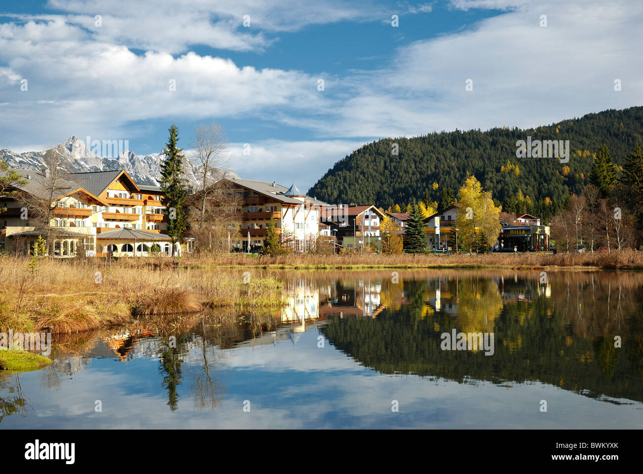 wildsee lake autumn reflection seefeld Austria Stock Photo - Alamy