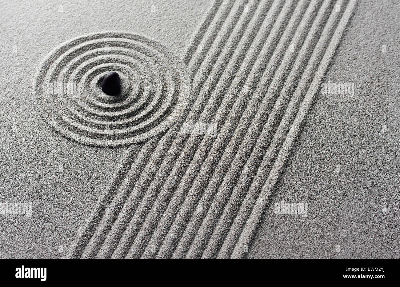 raked sand - zen rock garden - japan zen spirit inspired arrangement ...