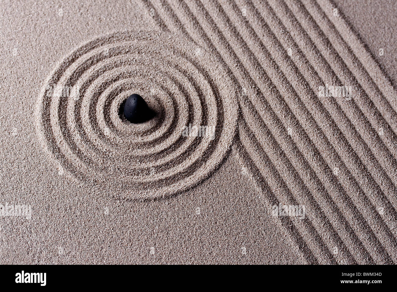 raked sand - zen rock garden - japan zen spirit inspired arrangement ...