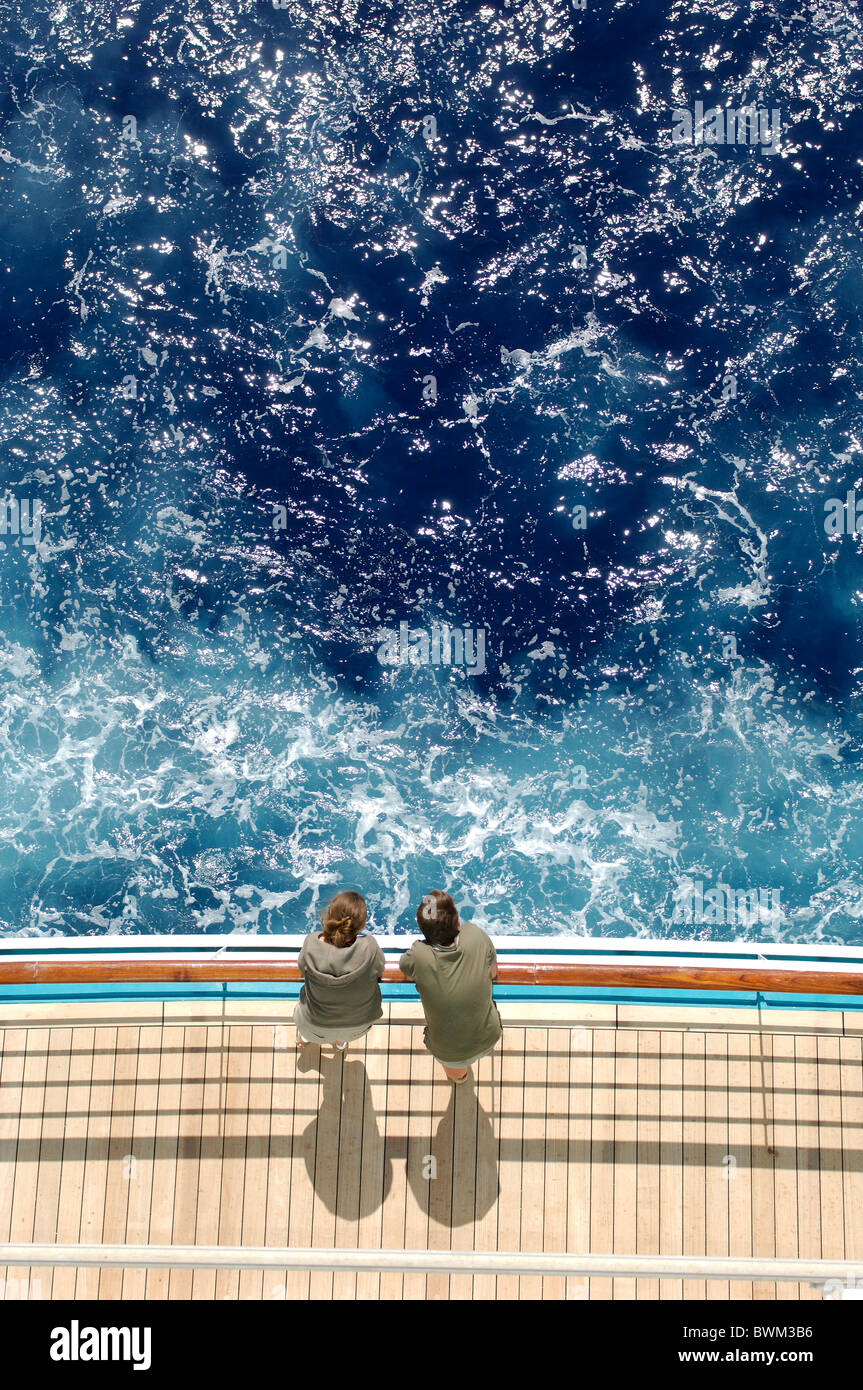 Cruise ship Looking out Railing Ship Cruiser Woman Man Sea Ocean Travel ...