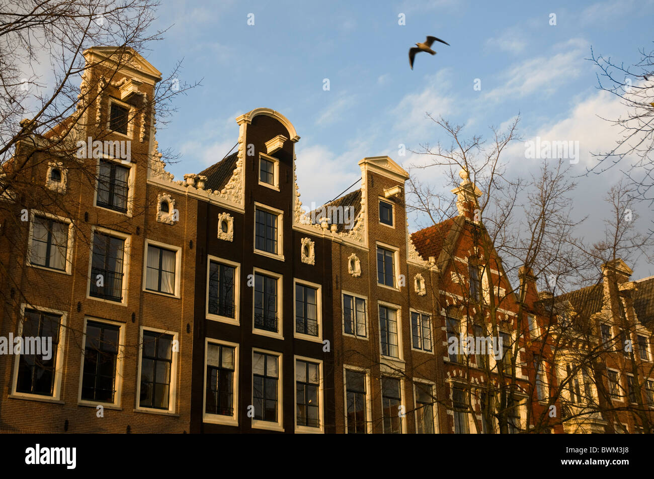 Dutch gables in Amsterdam, Holland, late afternoon sunshine Stock Photo ...