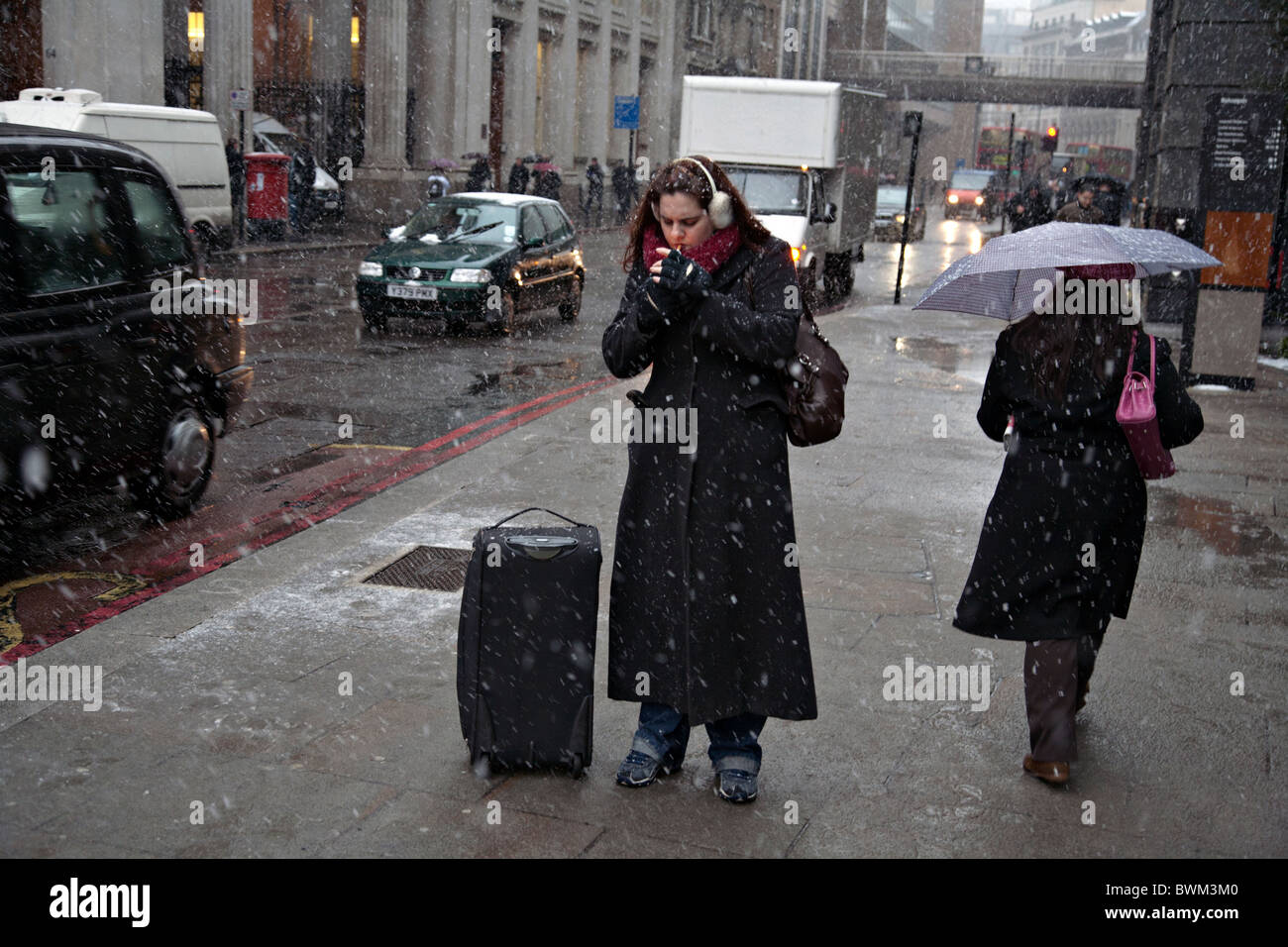 london smoker in snow Stock Photo - Alamy