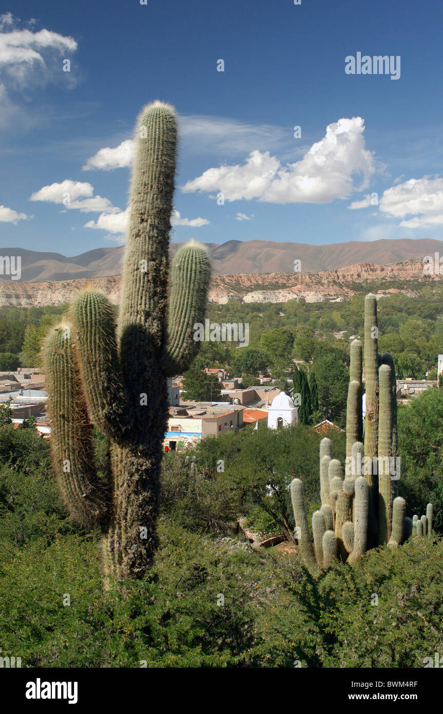 Argentina South America View over Humahuaca town city high angle ...