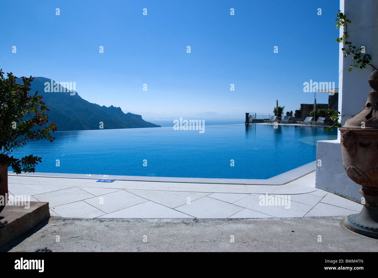 External pool in Caruso Luxury hotel Ravello "Amalfi coast" Italy Stock ...