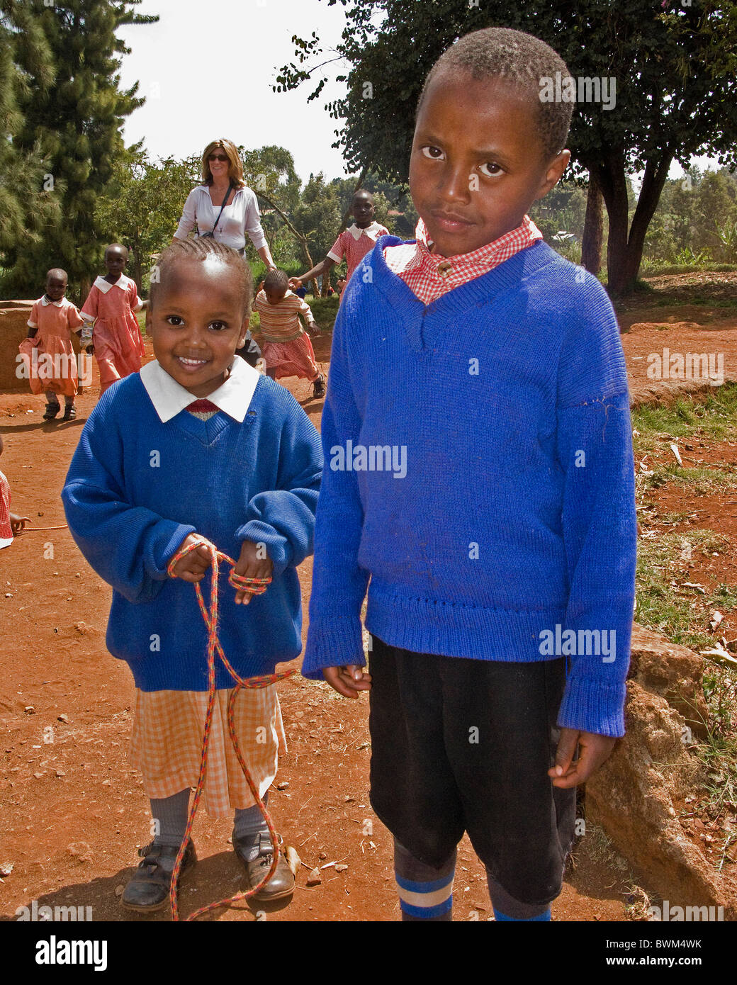 Happy African orphan children at a rural school near Nairobi, Kenya ...