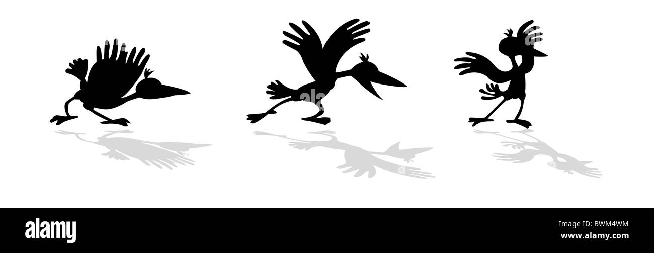 vector silhouette funny ravens Stock Photo - Alamy