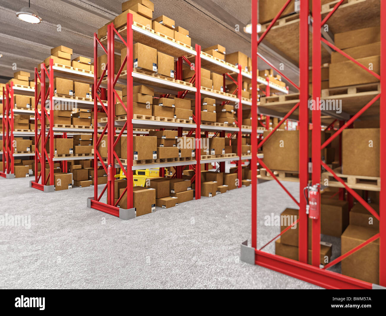 indoor image of classic warehouse building 3d background Stock Photo ...
