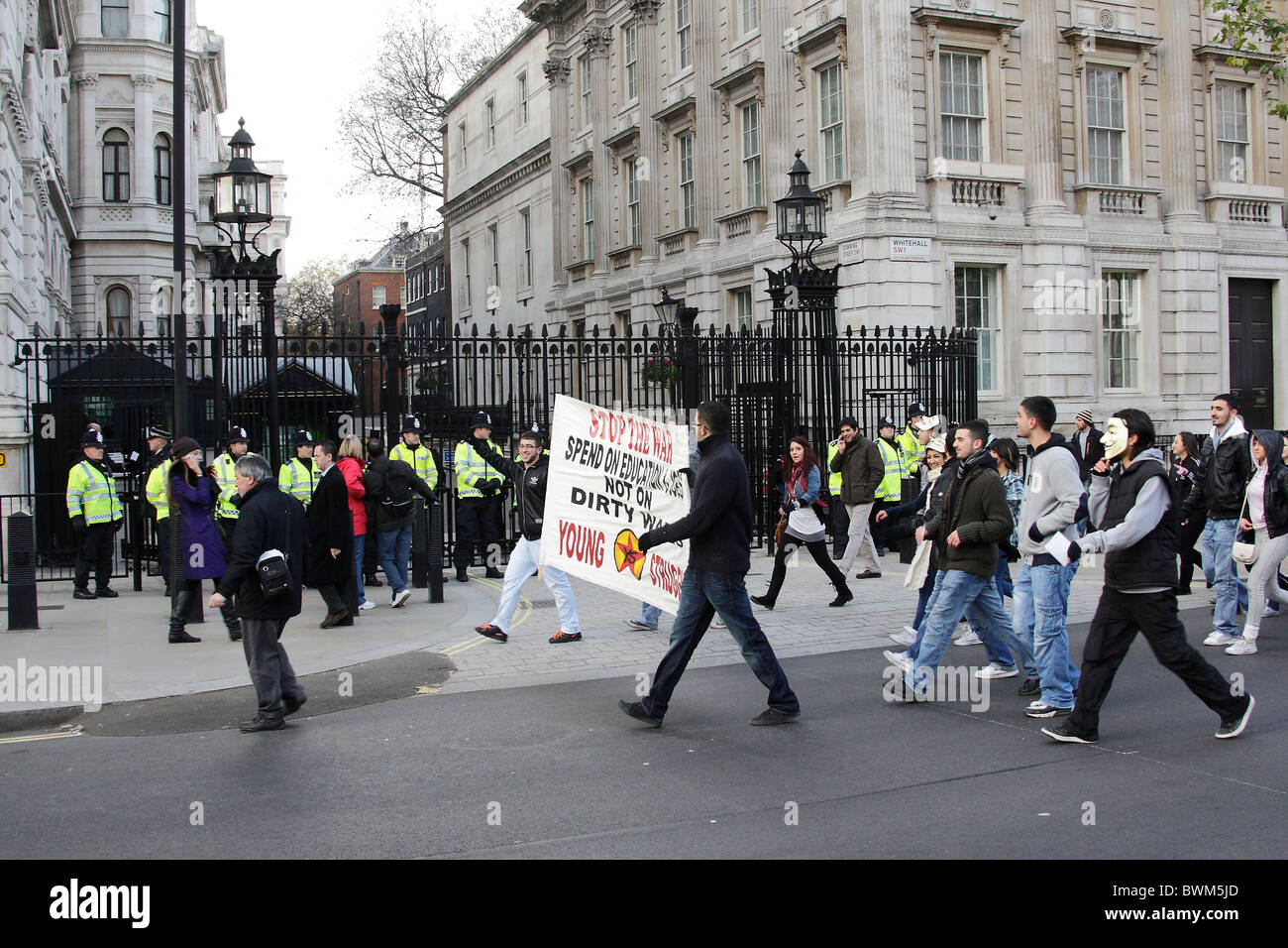 Students march past downing street Stock Photo - Alamy