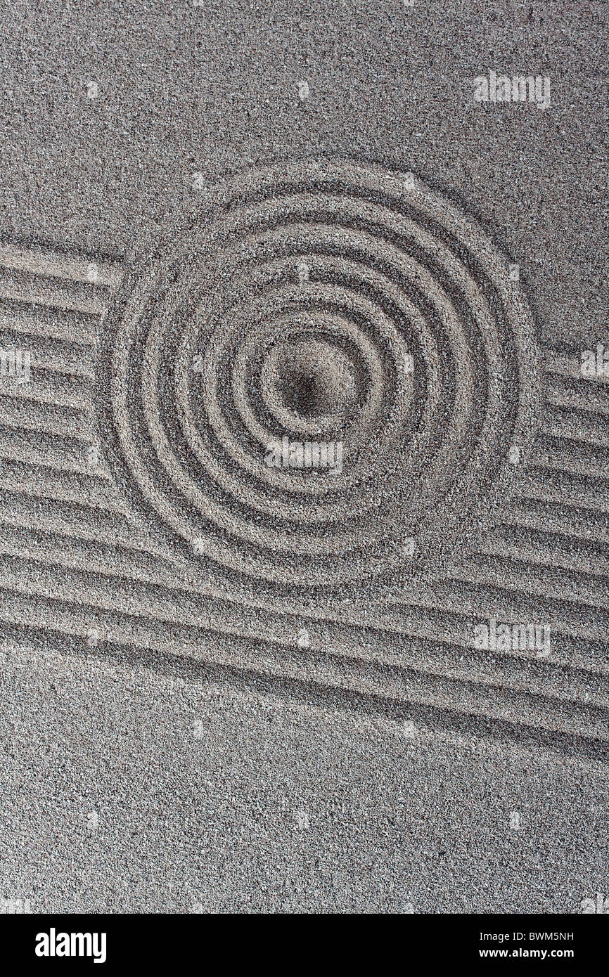 raked sand - zen rock garden - japan zen spirit inspired arrangement ...