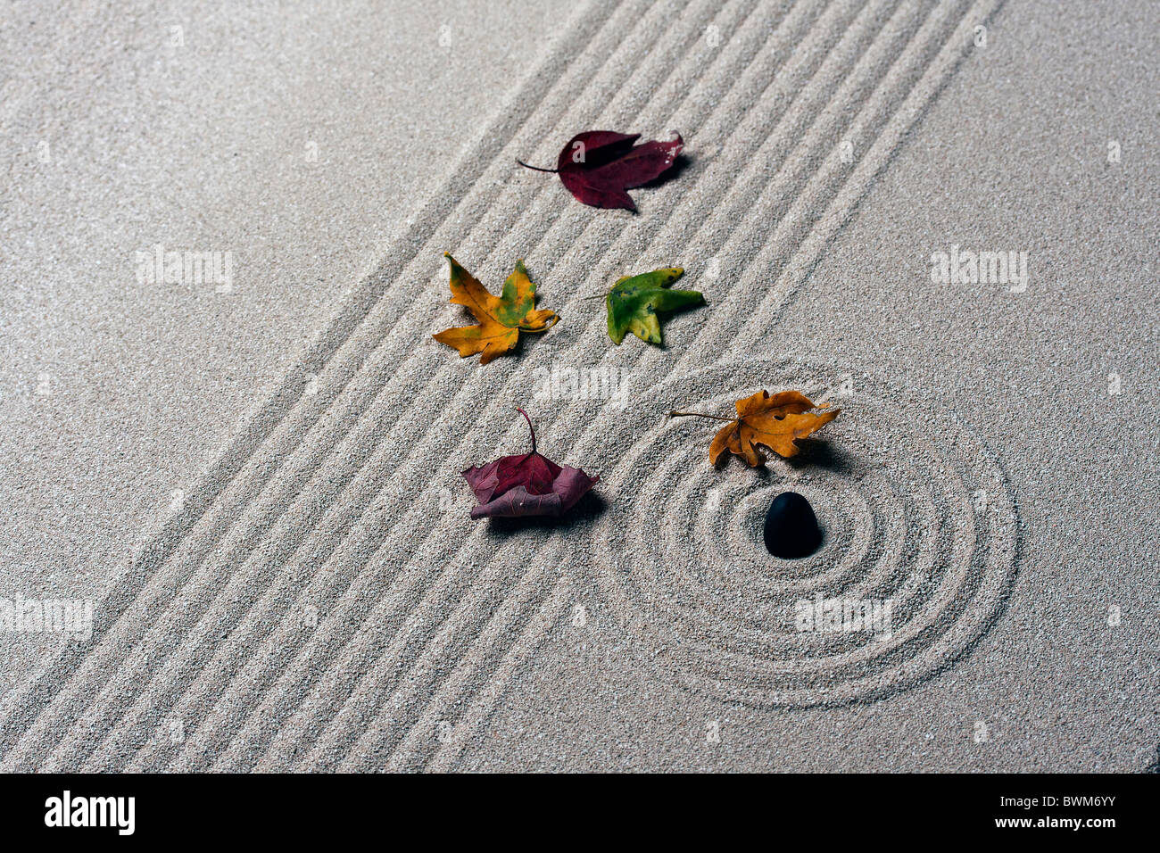 raked sand - zen rock garden - japan zen spirit inspired arrangement ...