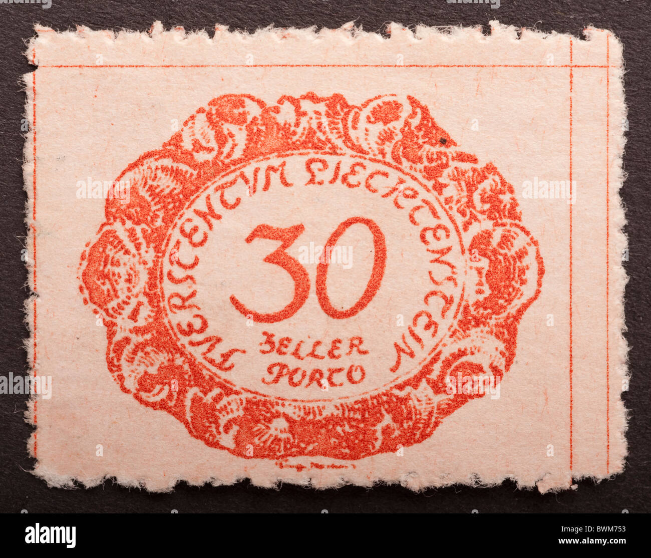 Liechtenstein Postage Due Stamp 30, circa 1920 Stock Photo - Alamy