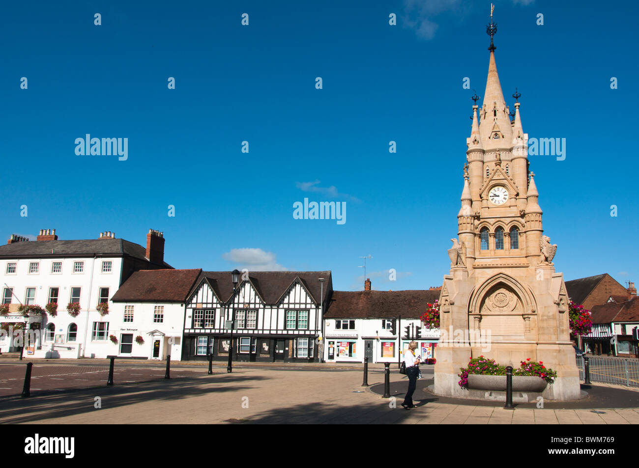 Rother Market square and Clock Tower Stratford upon Avon. UK Stock ...